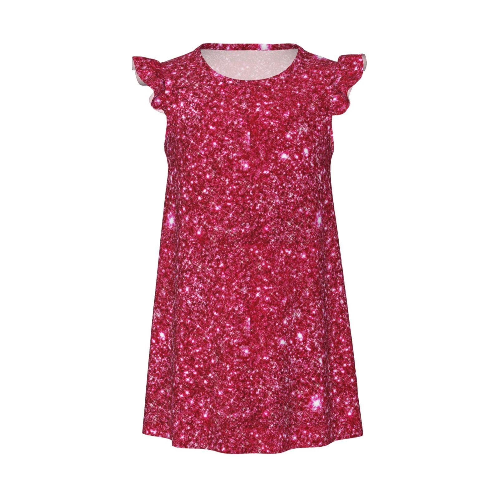 Gaeub Red Glitter Girls Pajamas Dress, Comfortable Nightwear, Printed ...