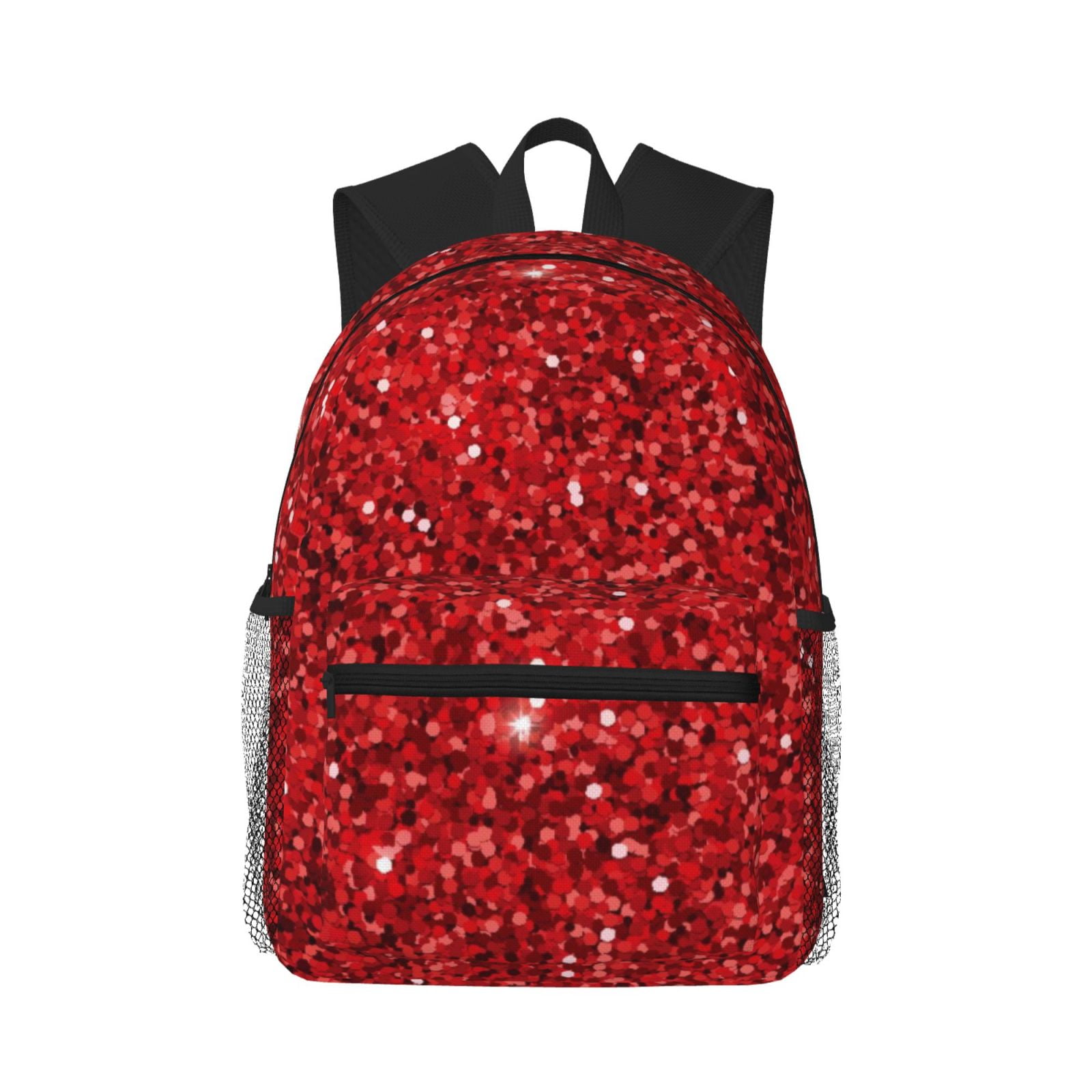 Gaeub Red Glitter School Backpack Waterproof Bookbag for Men Women ...