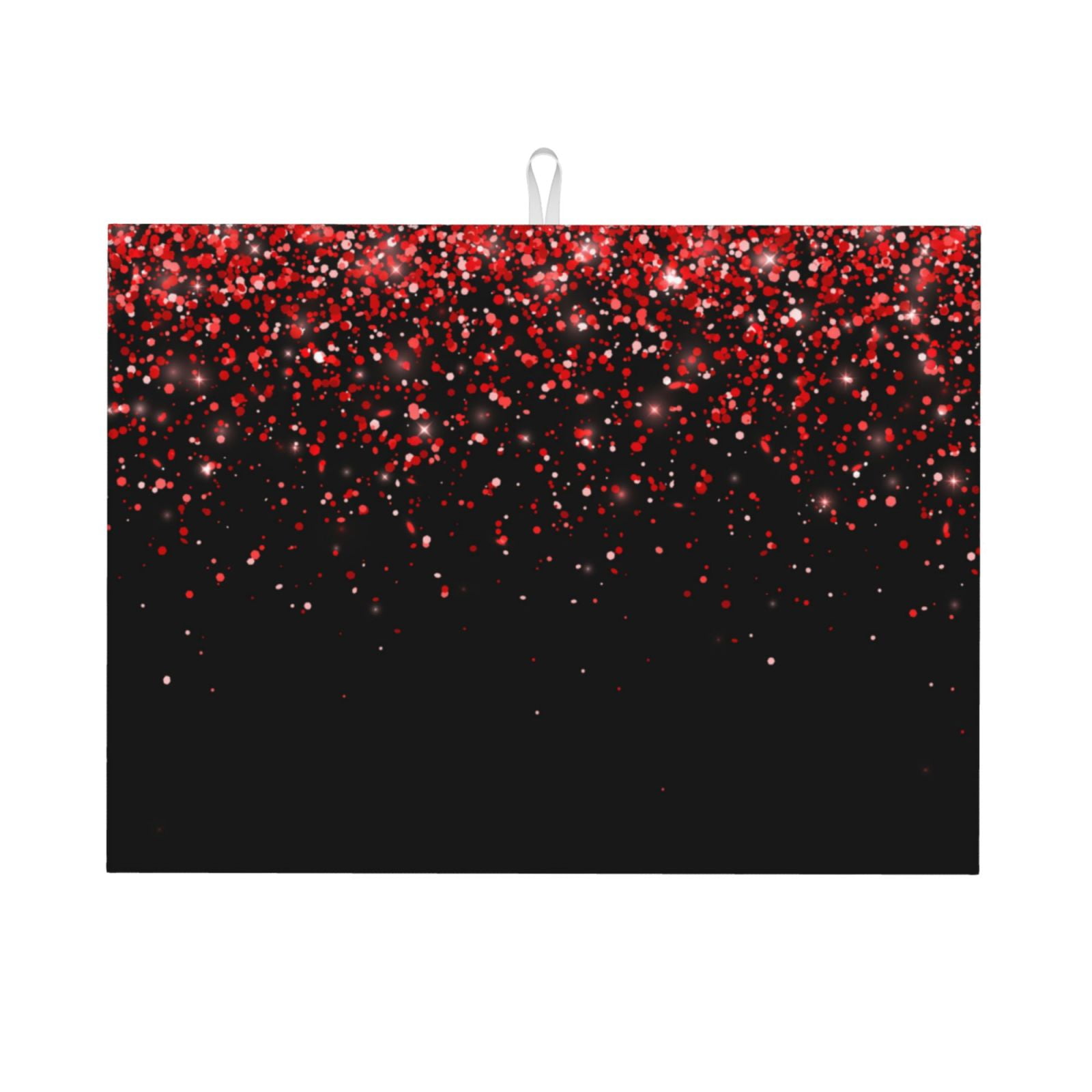 Gaeub Red Glitter1 Print Dish Drying Mats For Kitchen Counter, Kitchen ...