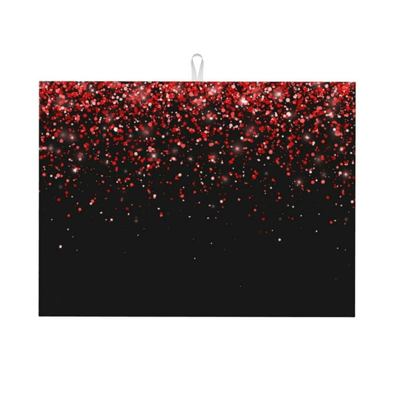 Gaeub Red Glitter1 Print Dish Drying Mats For Kitchen Counter, Kitchen ...