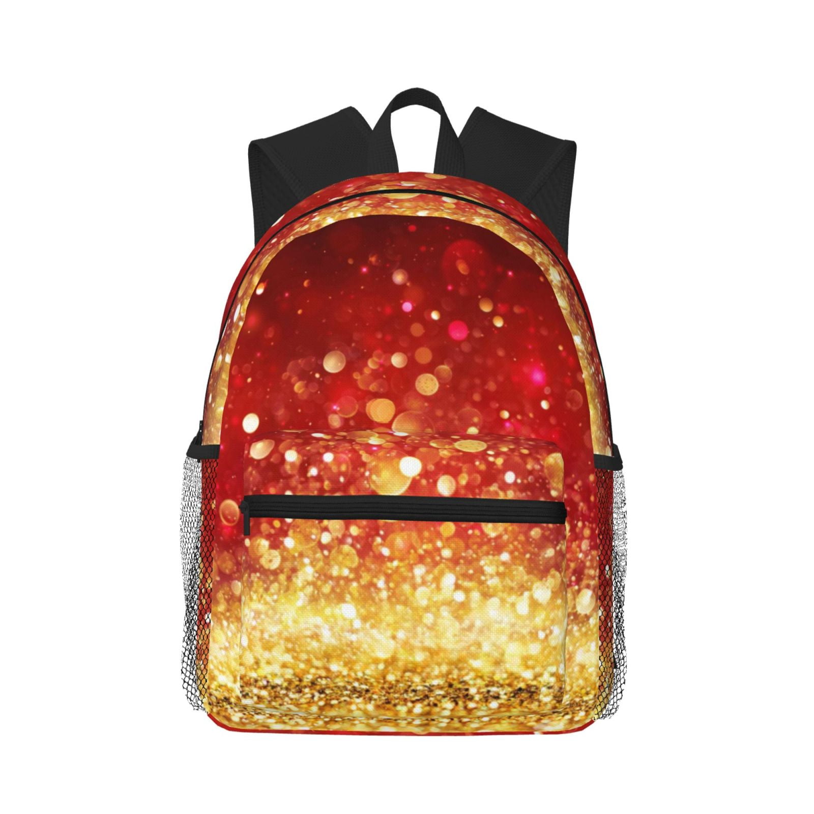 Gaeub Red Gold Glitter School Backpack Waterproof Bookbag for Men Women ...
