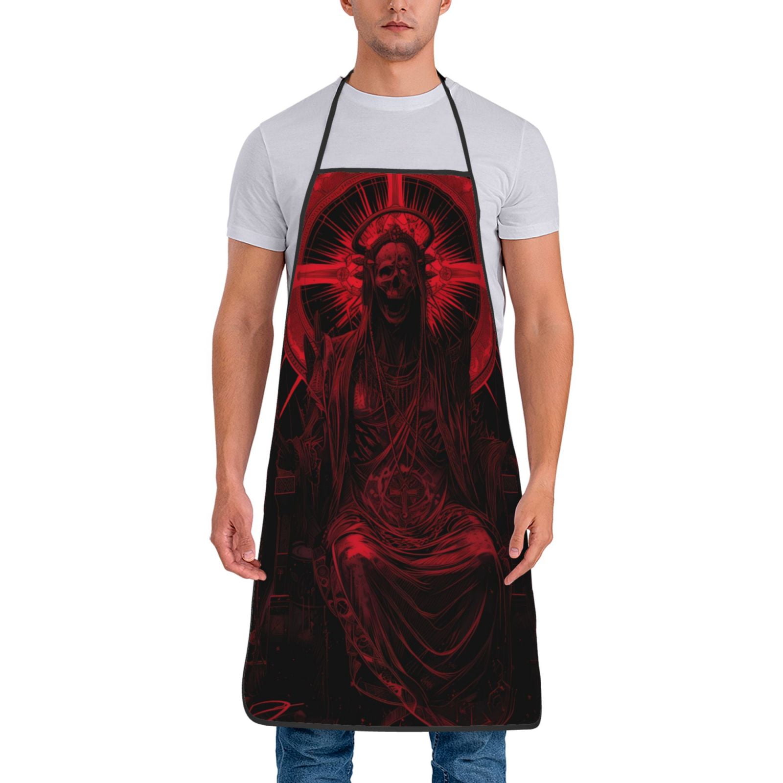 Gaeub Red Gothic Skeleton Throne Print Apron for Men and Women ...