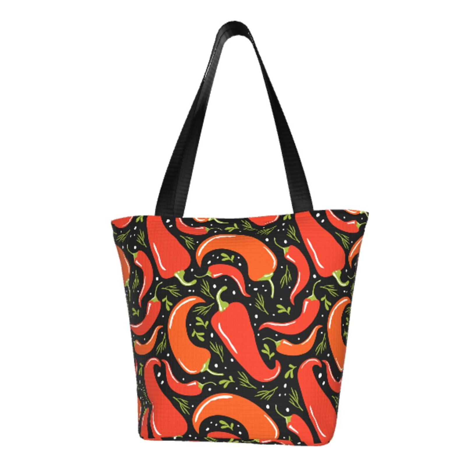 Gaeub Red Hot Chili Printed Tote Bag Grocery Bag Reusable Shoulder Bag ...