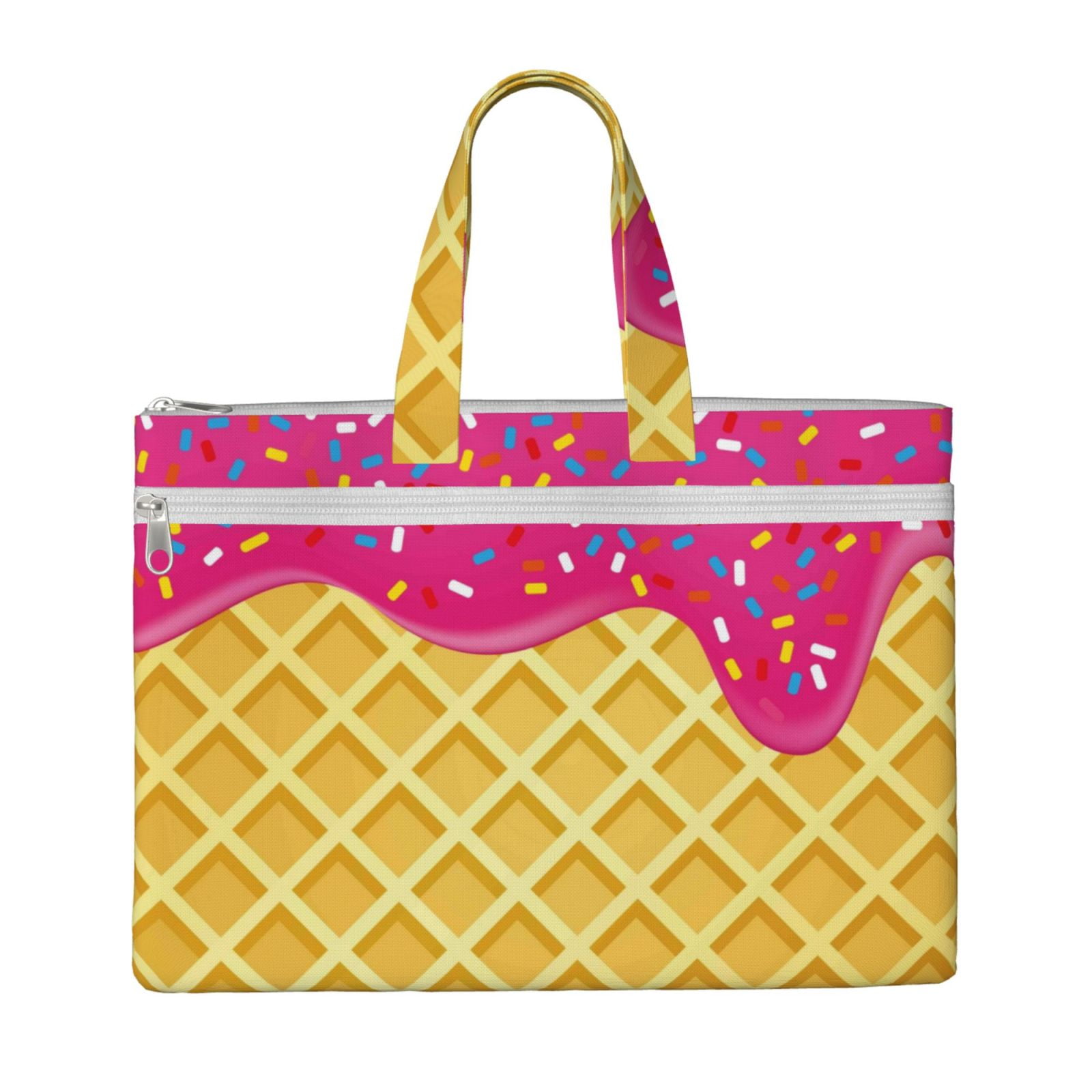 Gaeub Red Ice Cream Print Canvas Tote File Bag,Laptop Tote Bag,Zipper ...