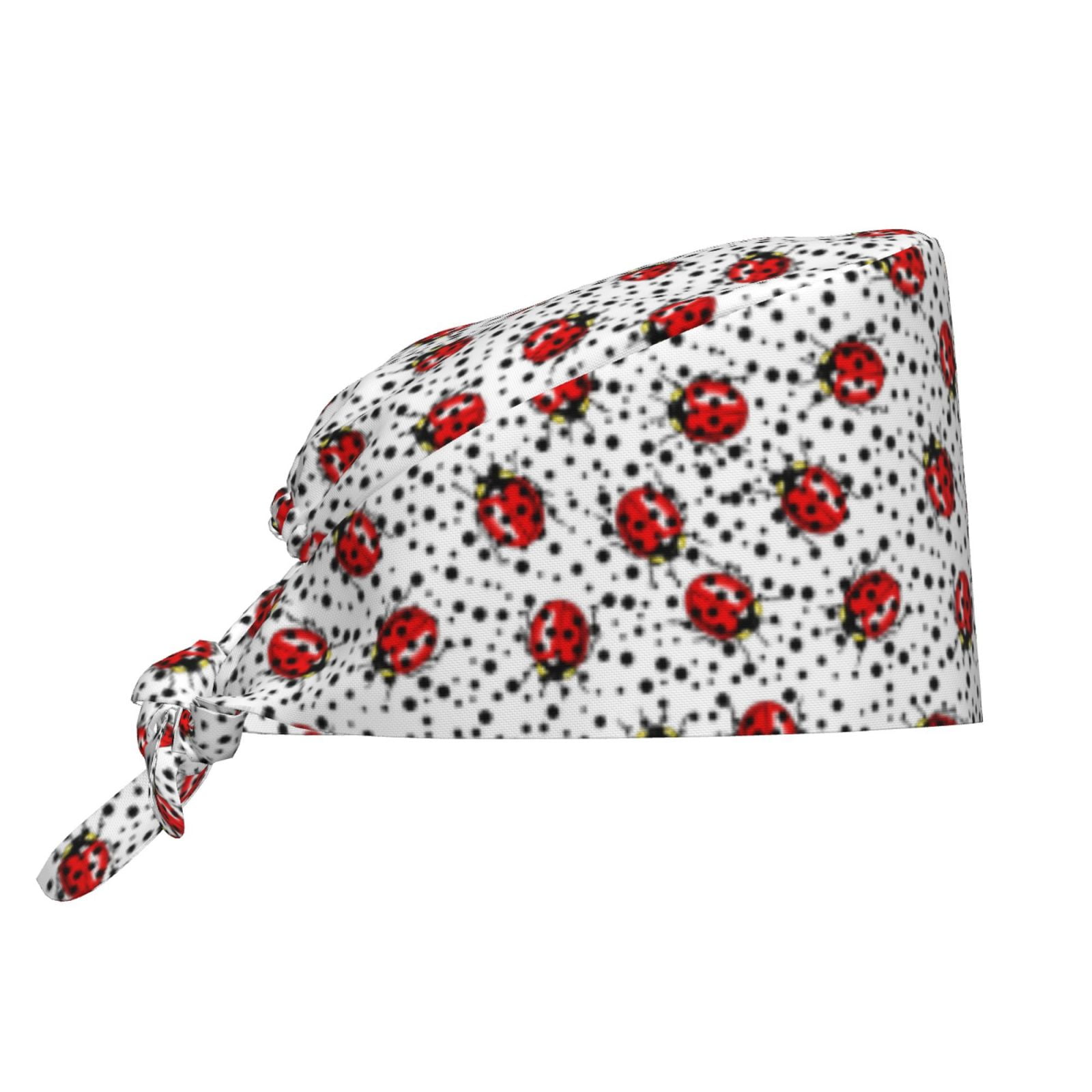Gaeub Red Ladybugs On Black Dotted Print Cleaning Working Cap,Unisex ...