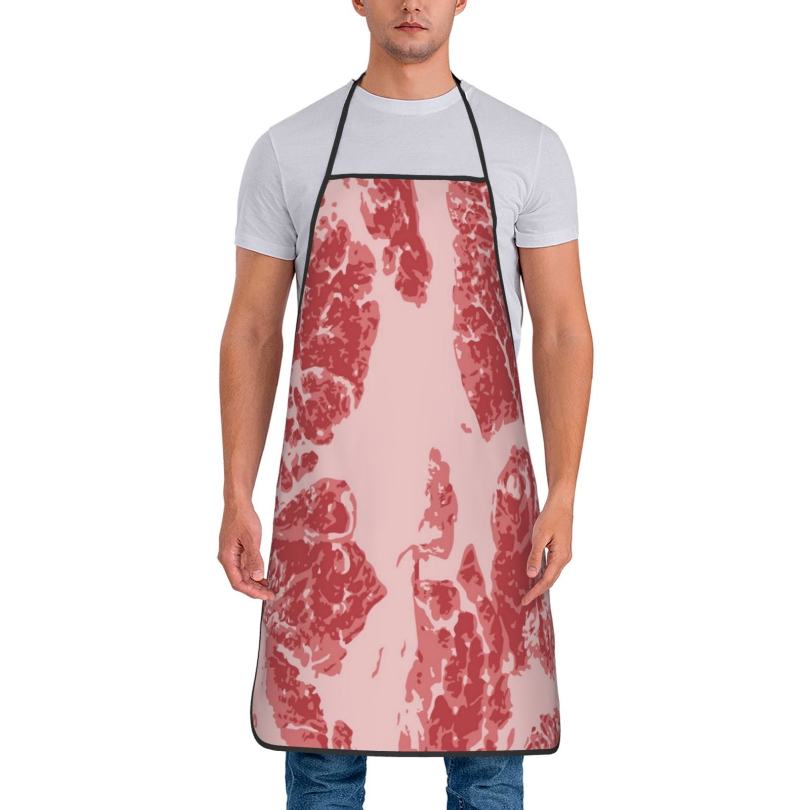 Gaeub Red Meat Print Apron for Men and Women,Waterproof Apron for ...