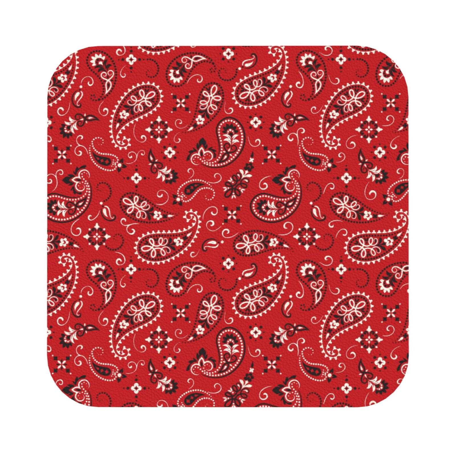 Gaeub Red Paisley Floral Print 6 Pcs Leather Coasters for Drinks ,Drink ...