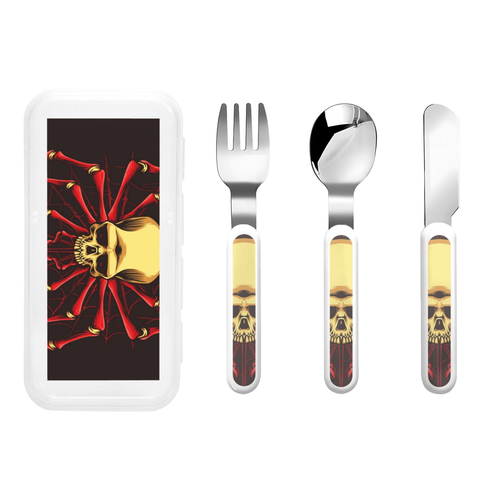 Gaeub Red Skull Spider Print 3-Piece Children Knife Spoon Fork Set ...