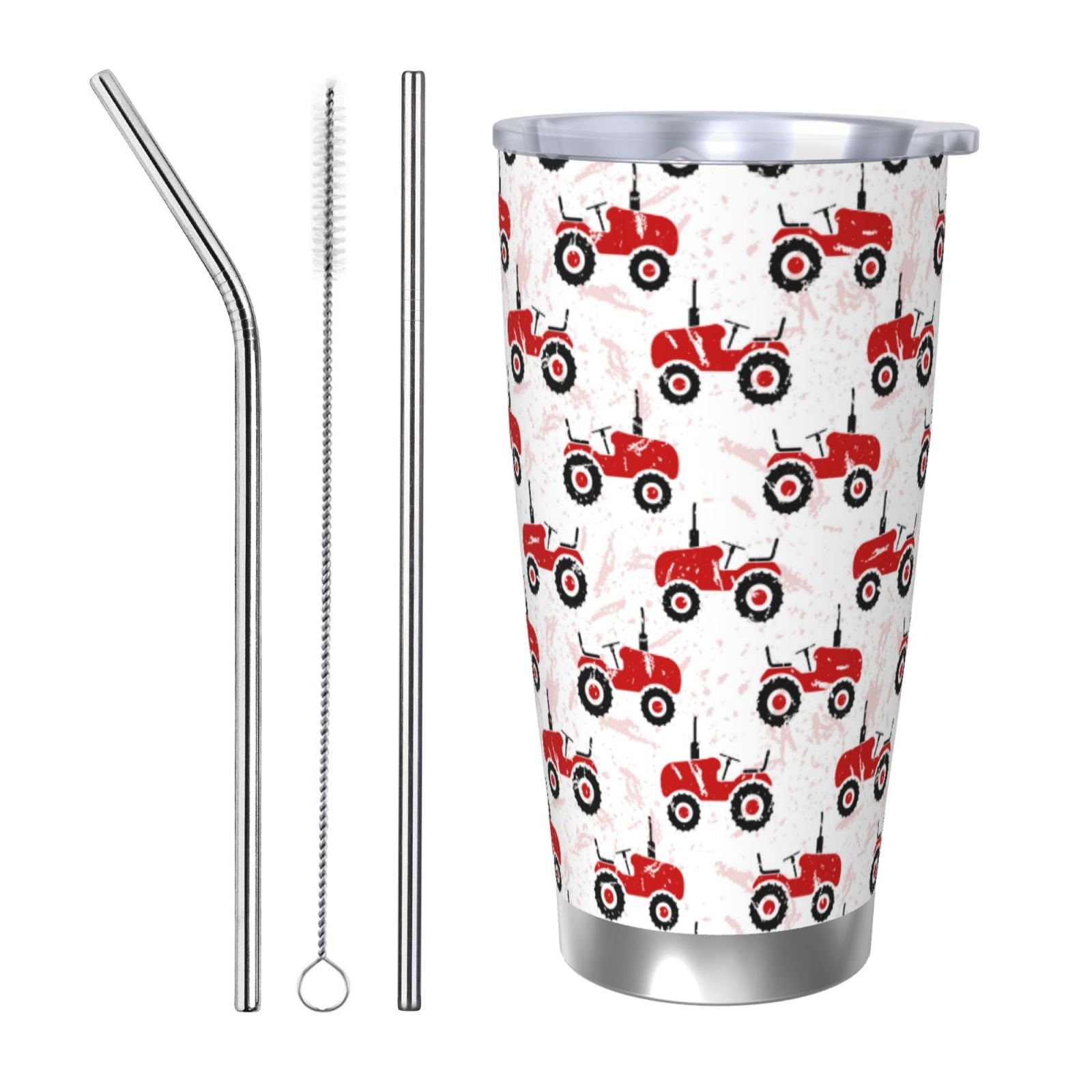 Gaeub Red Wheeled Tractors Print 20-Ounce Stainless Steel Car Cup ...