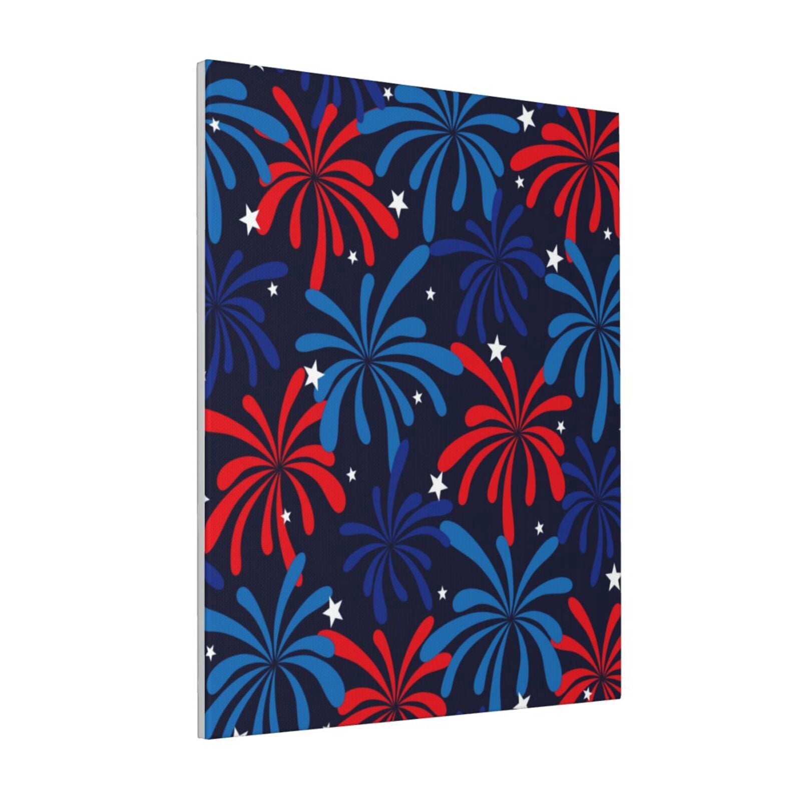 Gaeub Red White Blue Fireworks Print Modern Canvas Wall Art Prints ...