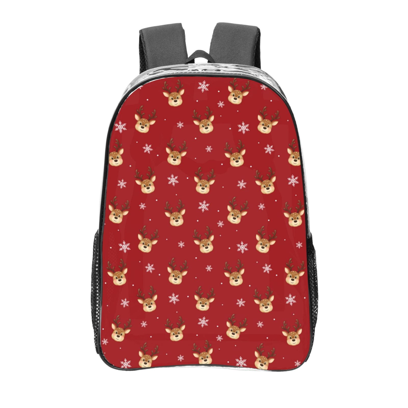 Gaeub Reindeer Faces Festive Red Print Clear Backpack ,Clear ...