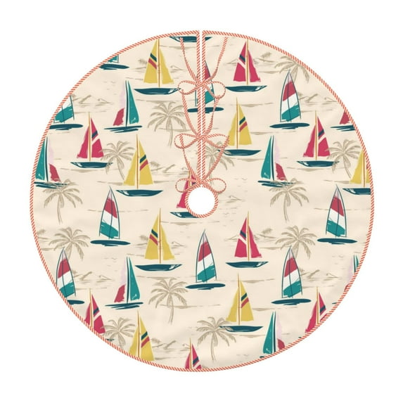 Gaeub Reto Marine Nautical Print Christmas Tree Skirt,Christmas ...