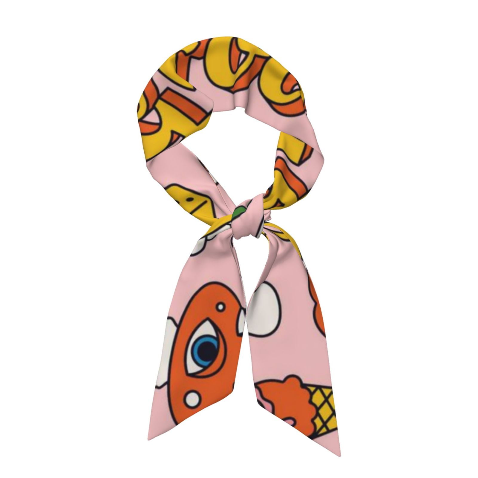 Gaeub Retro 70s Hippie Printed Silk Feeling Scarf ， Satin Head Scarf ...