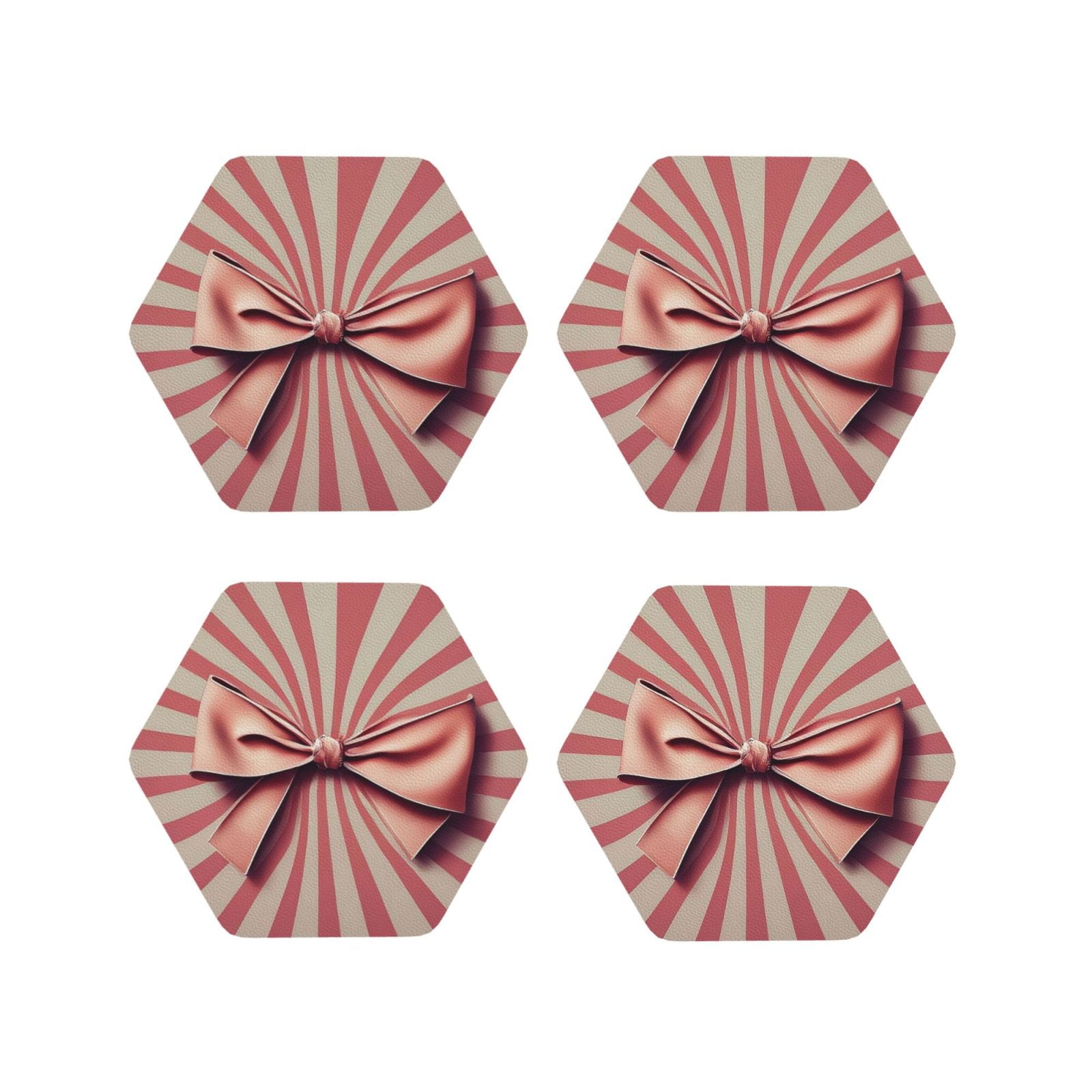 Gaeub Retro Bow Print 4 Pcs Leather Coasters for Drinks ,Drink Coasters ...