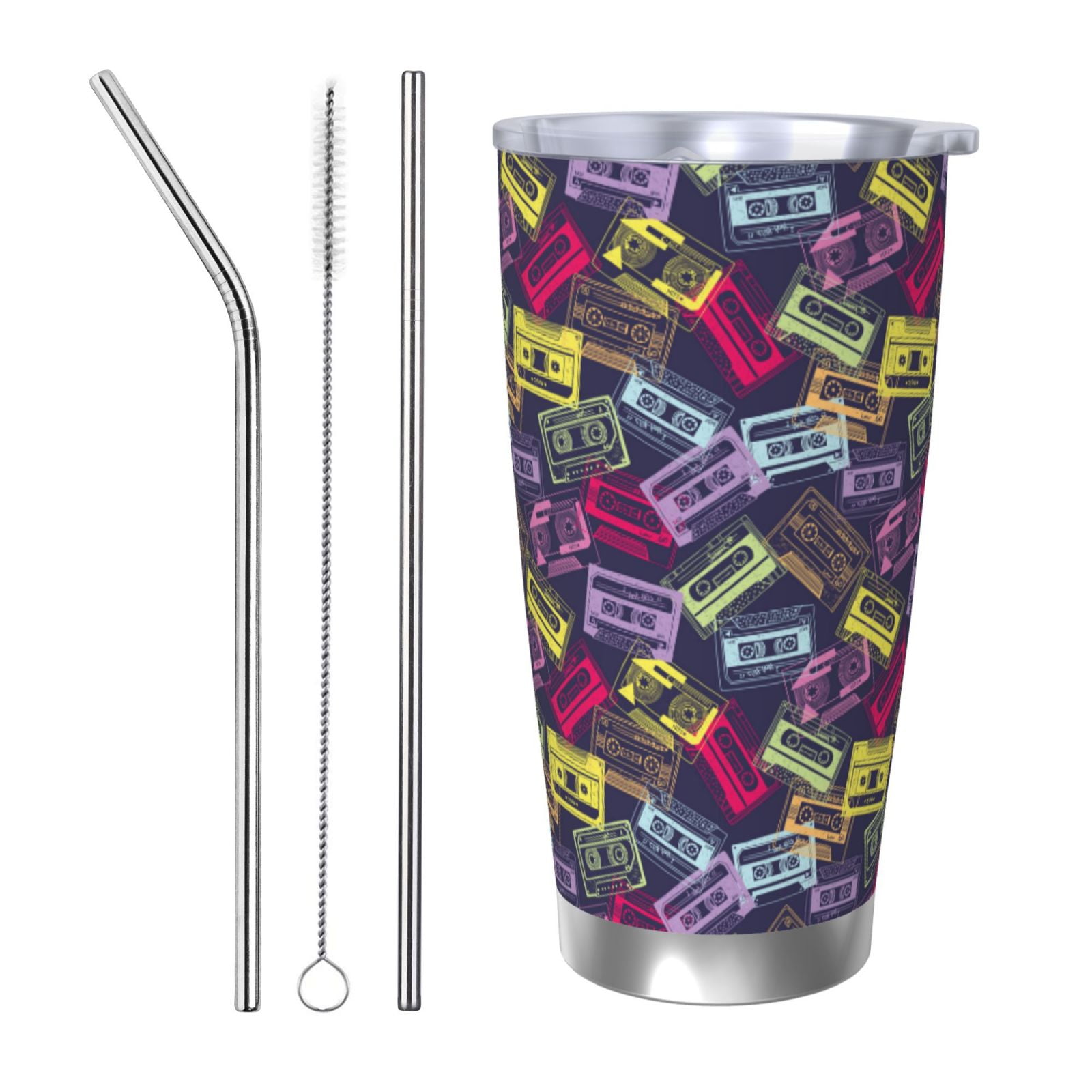 Gaeub Retro Cassette Music Print 20-Ounce Stainless Steel Car Cup ...