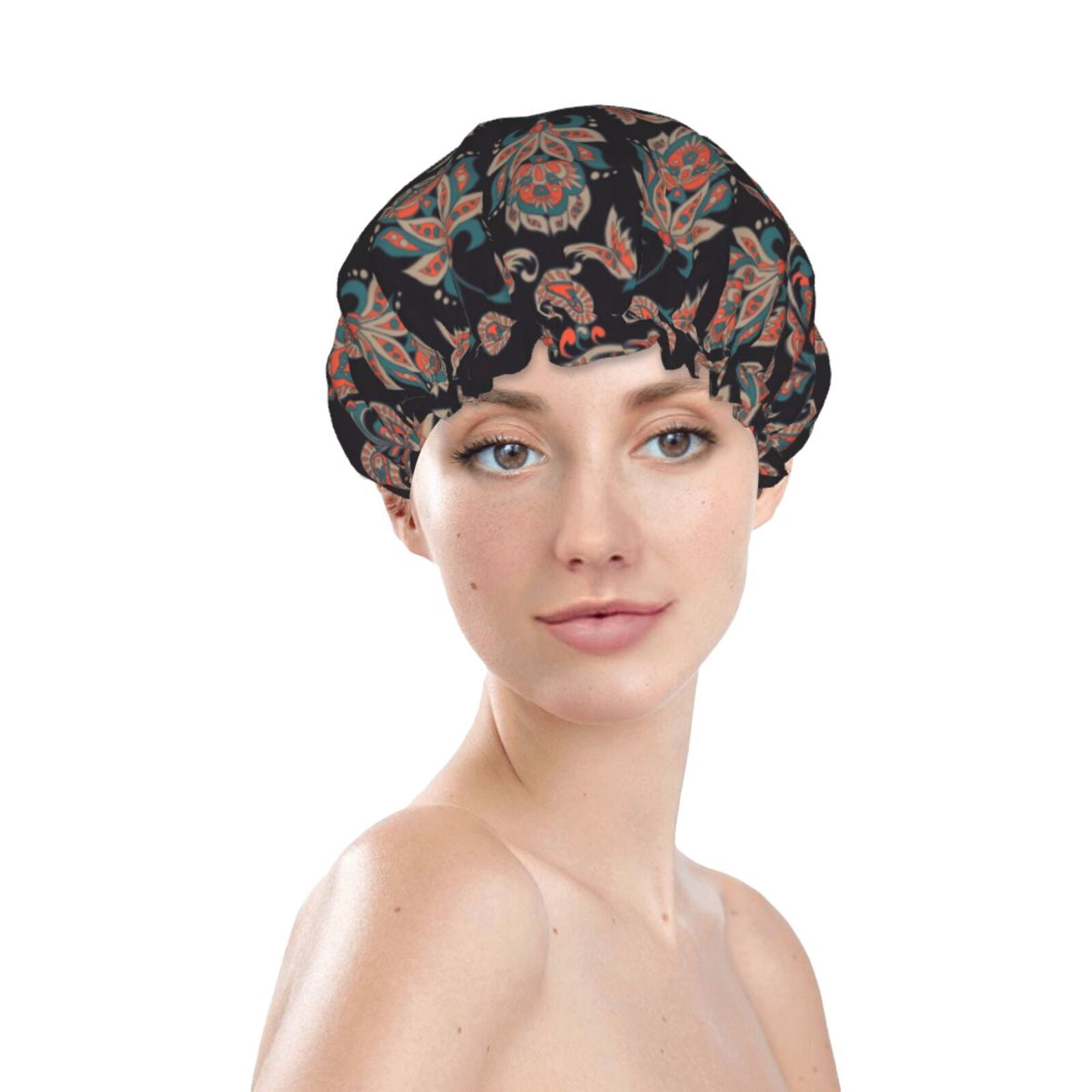Gaeub Retro Floral Shower Caps for Women Men,Double Waterproof Layers ...