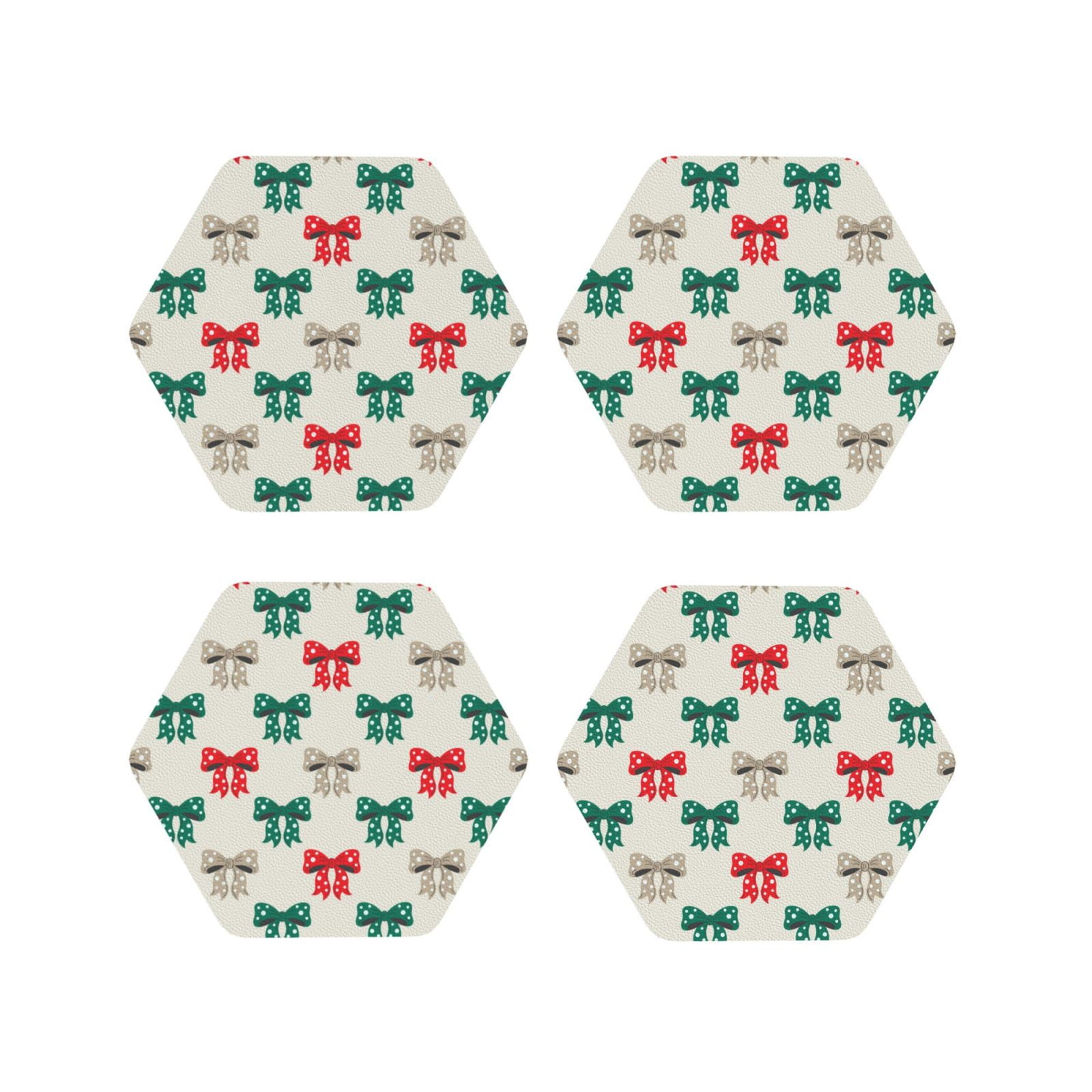 Gaeub Retro bows Print 4 Pcs Leather Coasters for Drinks ,Drink ...