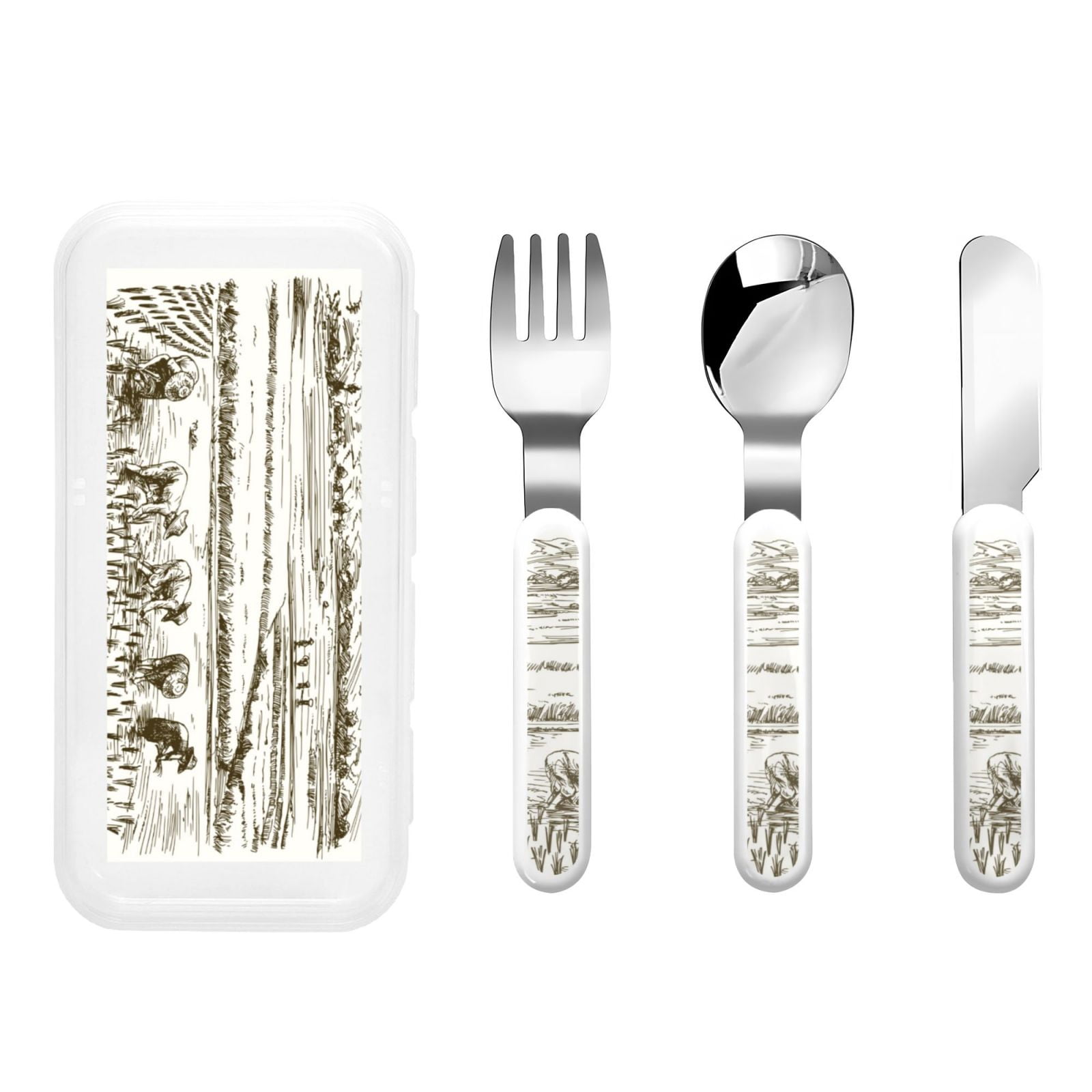 Gaeub Rice Harvest Print 3-Piece Children Knife Spoon Fork Set ...