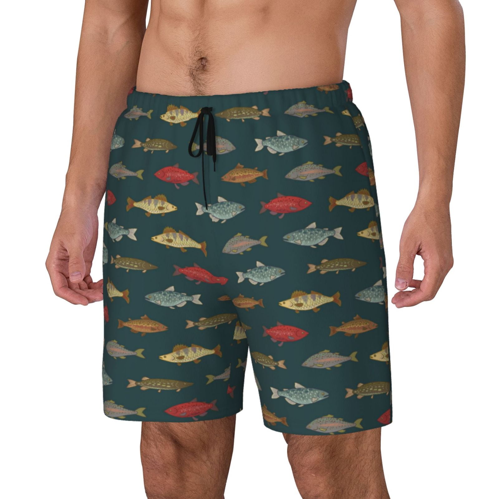 Gaeub River Freshwater Fish Print Mens Swim Trunks with Compression ...