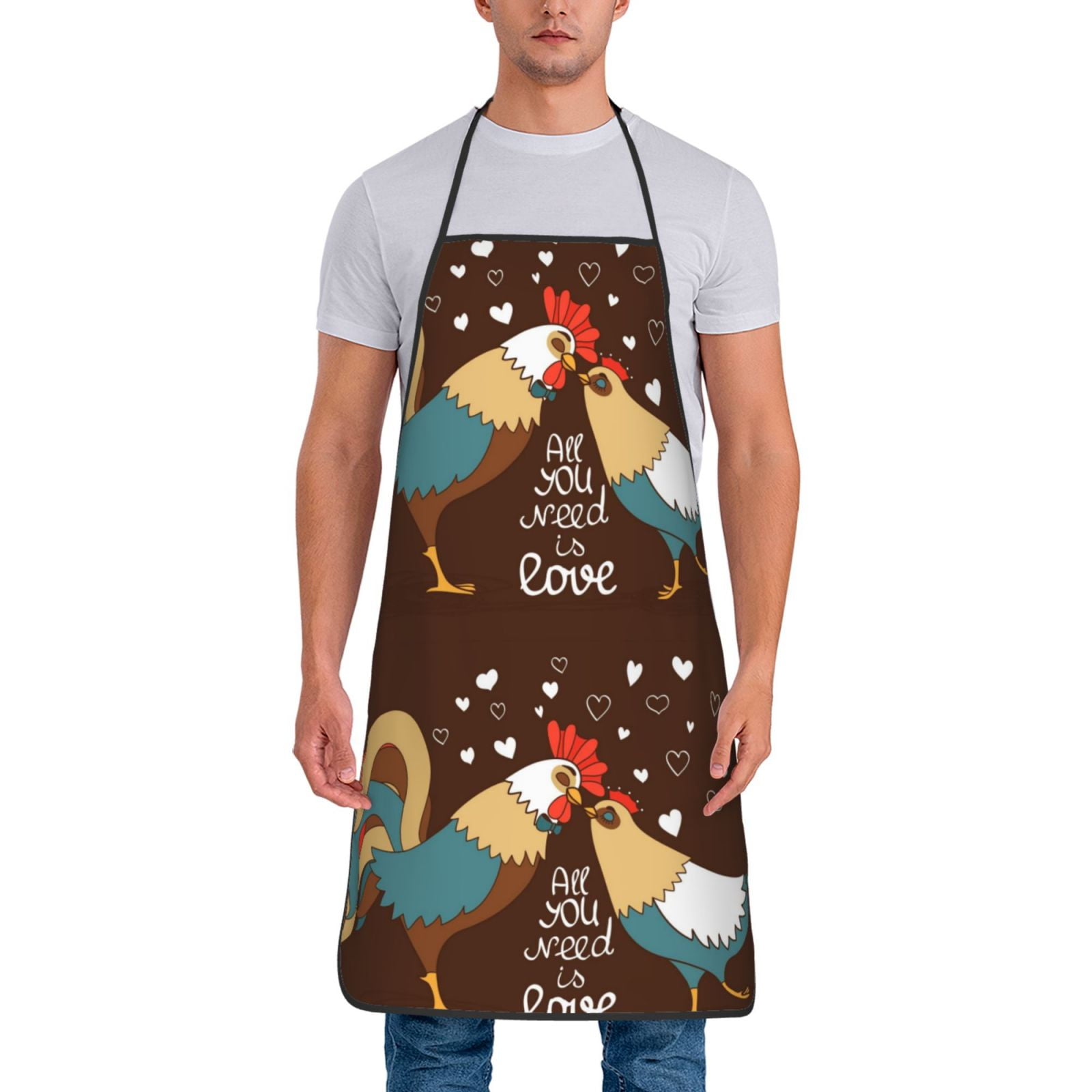 Gaeub Rooster And Chicken Print Apron for Men and Women,Waterproof ...
