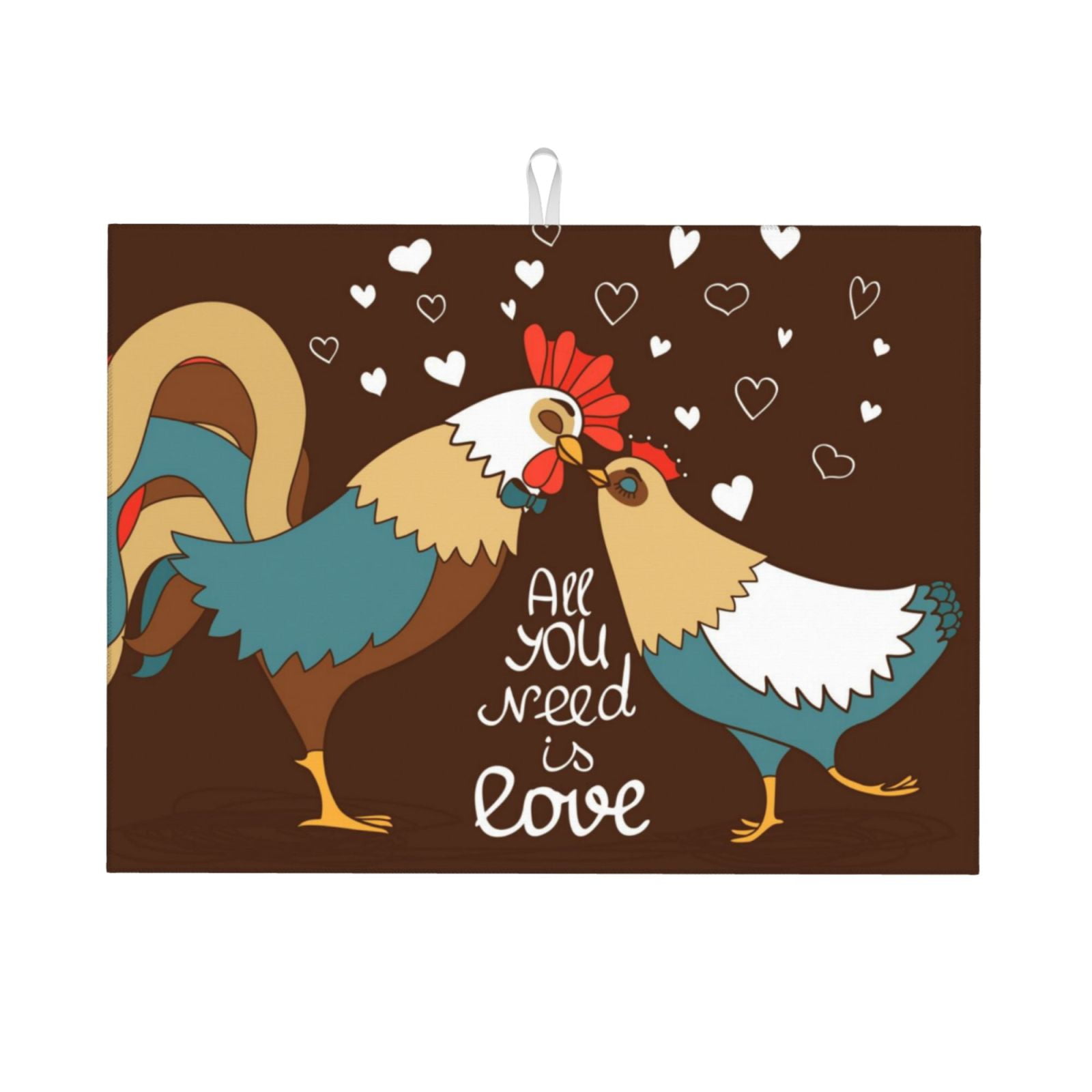 Gaeub Rooster And Chicken Print Dish Drying Mats For Kitchen Counter ...