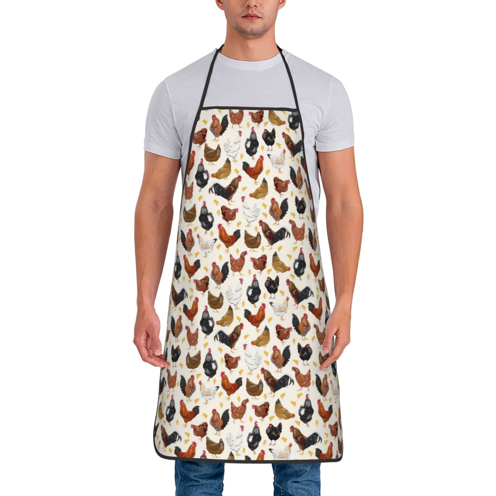 Gaeub Roosters and Chickens Print Apron for Men and Women,Waterproof ...
