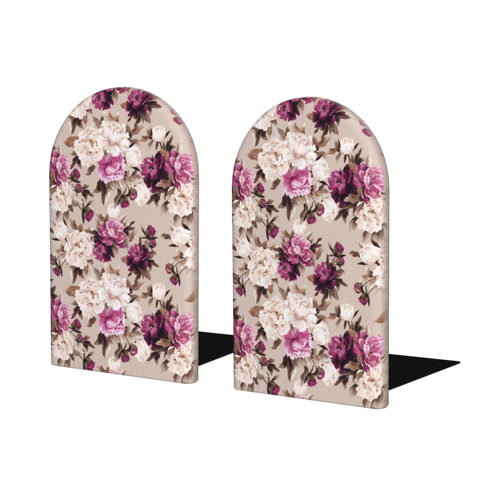 Gaeub Rose Flowers Wood Bookends, Non-Slip Bookends, Heavy Duty Wooden ...