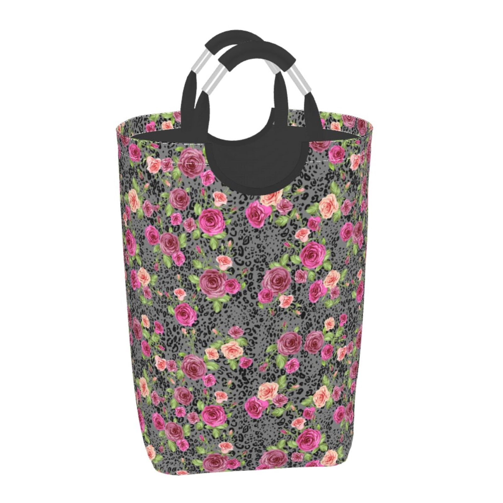 Gaeub Rose Mix Leopard Print 50L Large Laundry Hampers with Handles ...