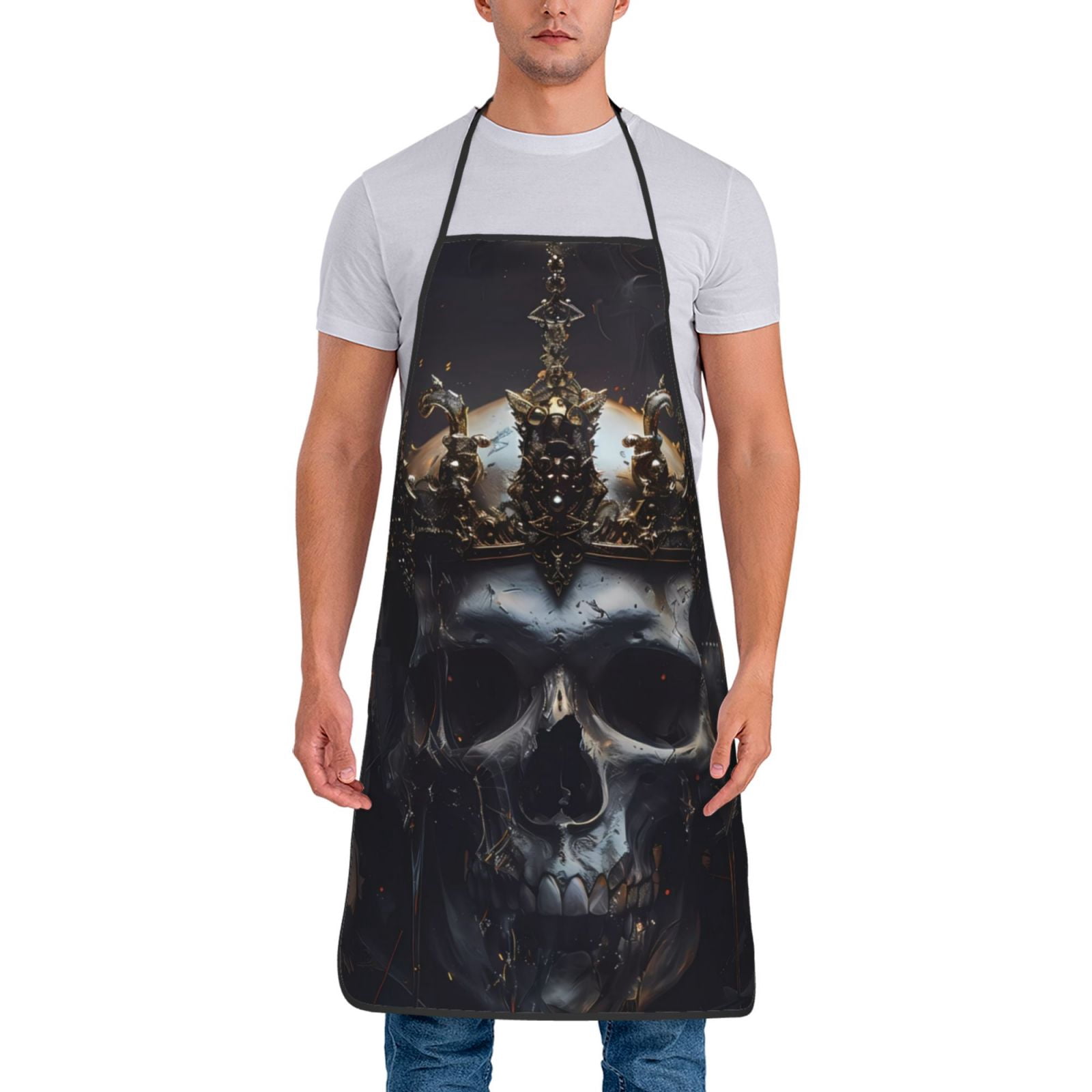 Gaeub Royal Skull With Golden Crown Print Apron for Men and Women ...