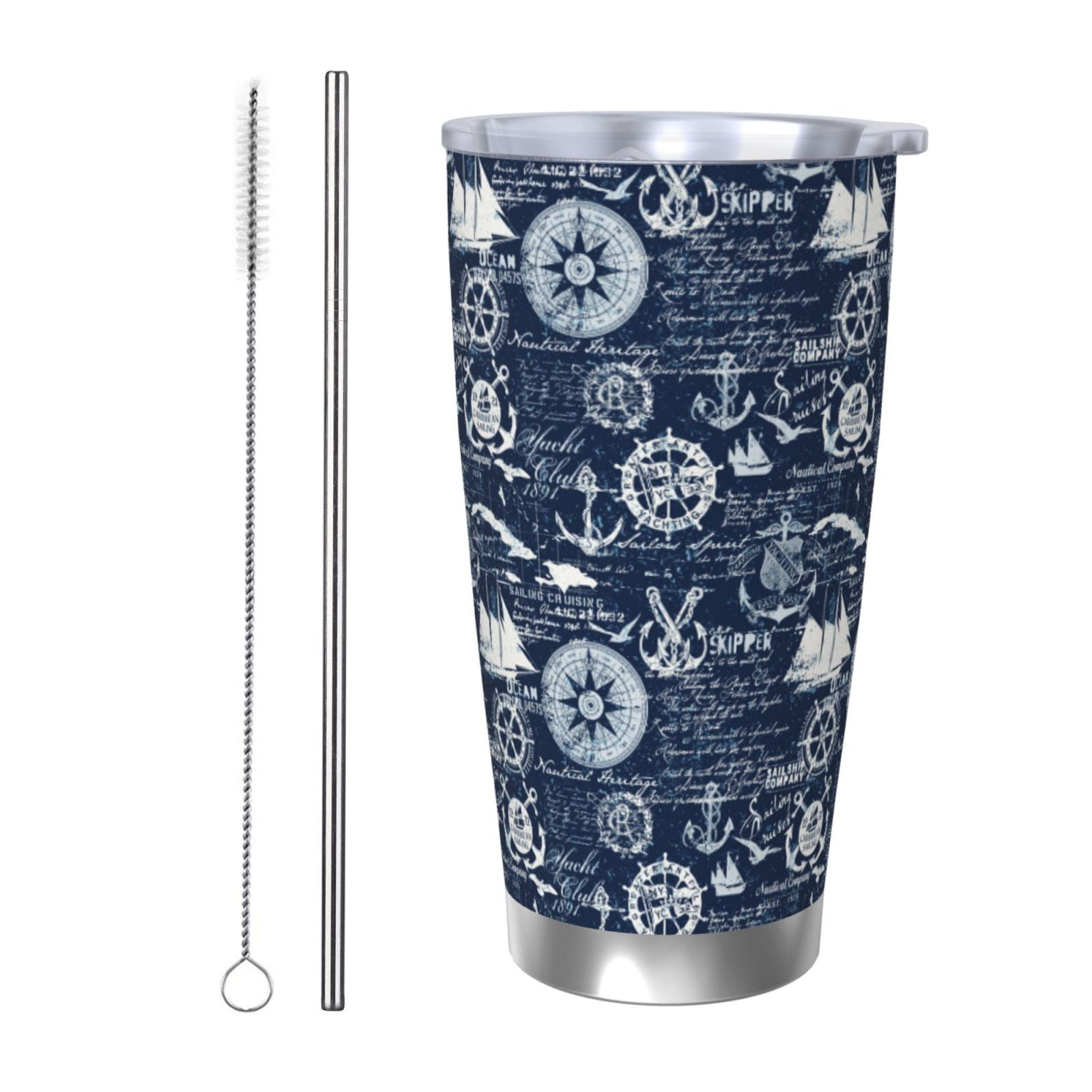 Gaeub Sailing Cruises Nautical Print 20-Ounce Stainless Steel Car Cup ...