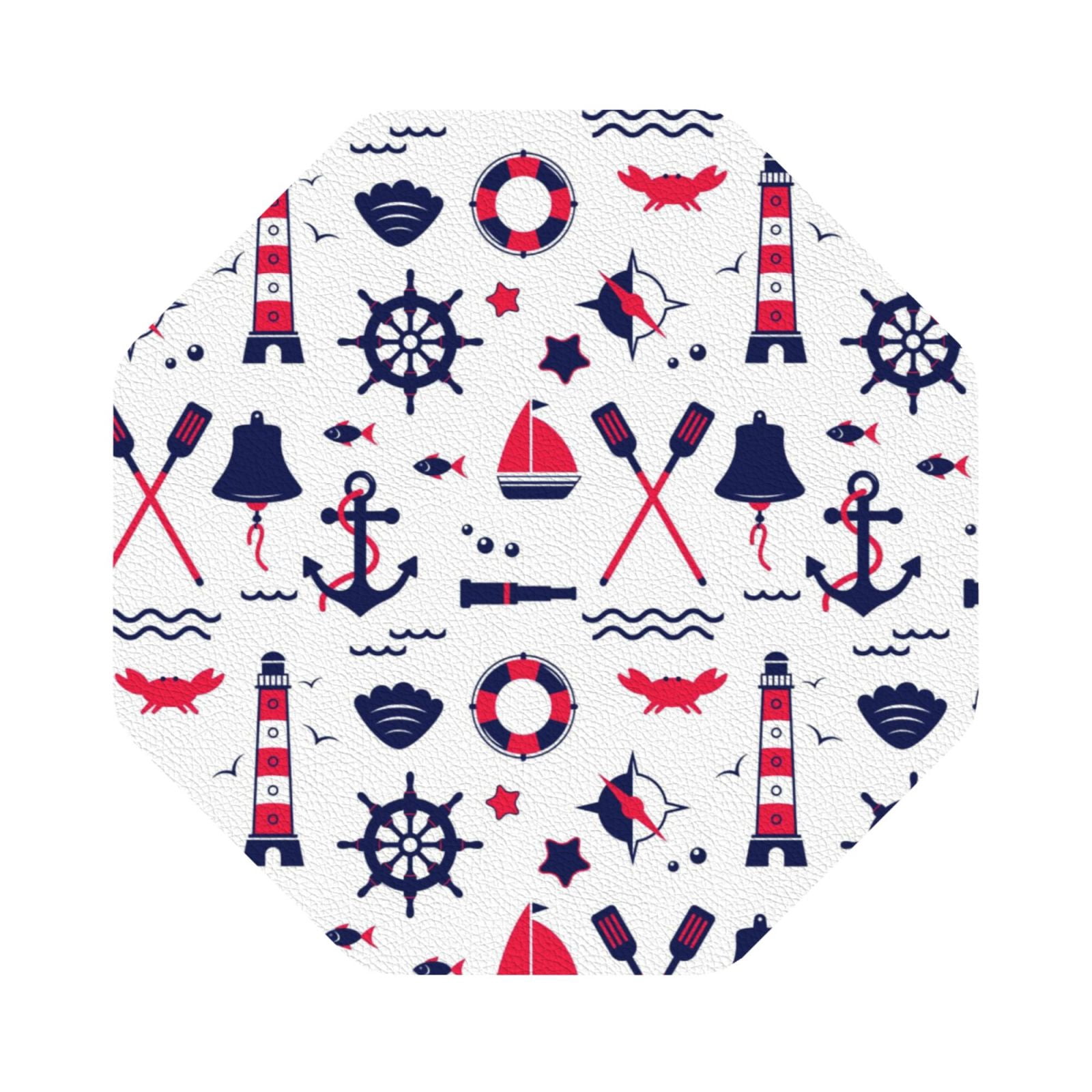 Gaeub Sailing Marine Travel Print 6 Pcs Leather Coasters for Drinks ...
