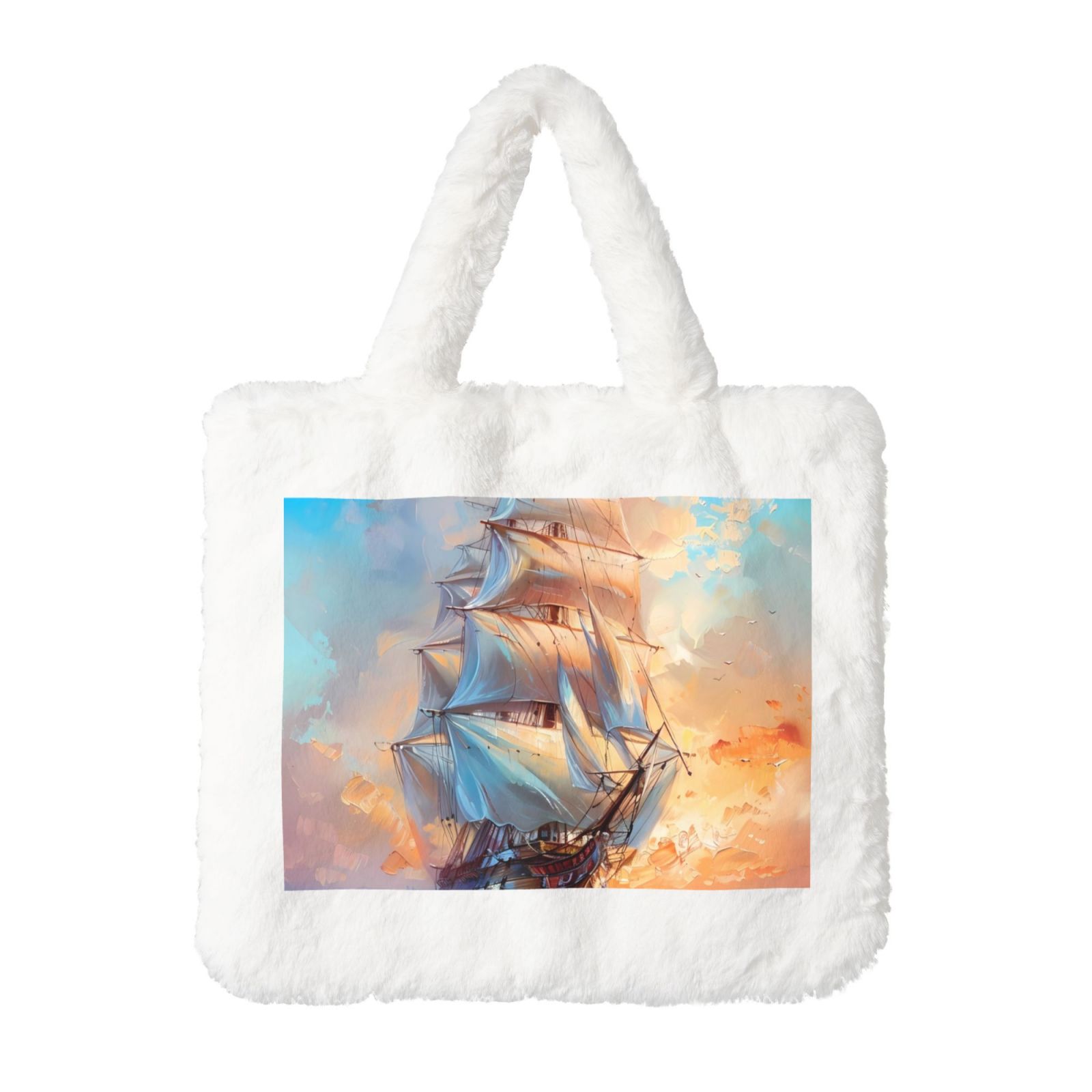 Gaeub Sailing Ship Ocean Sunset Printed Plush Underarm Bag, Ladies ...