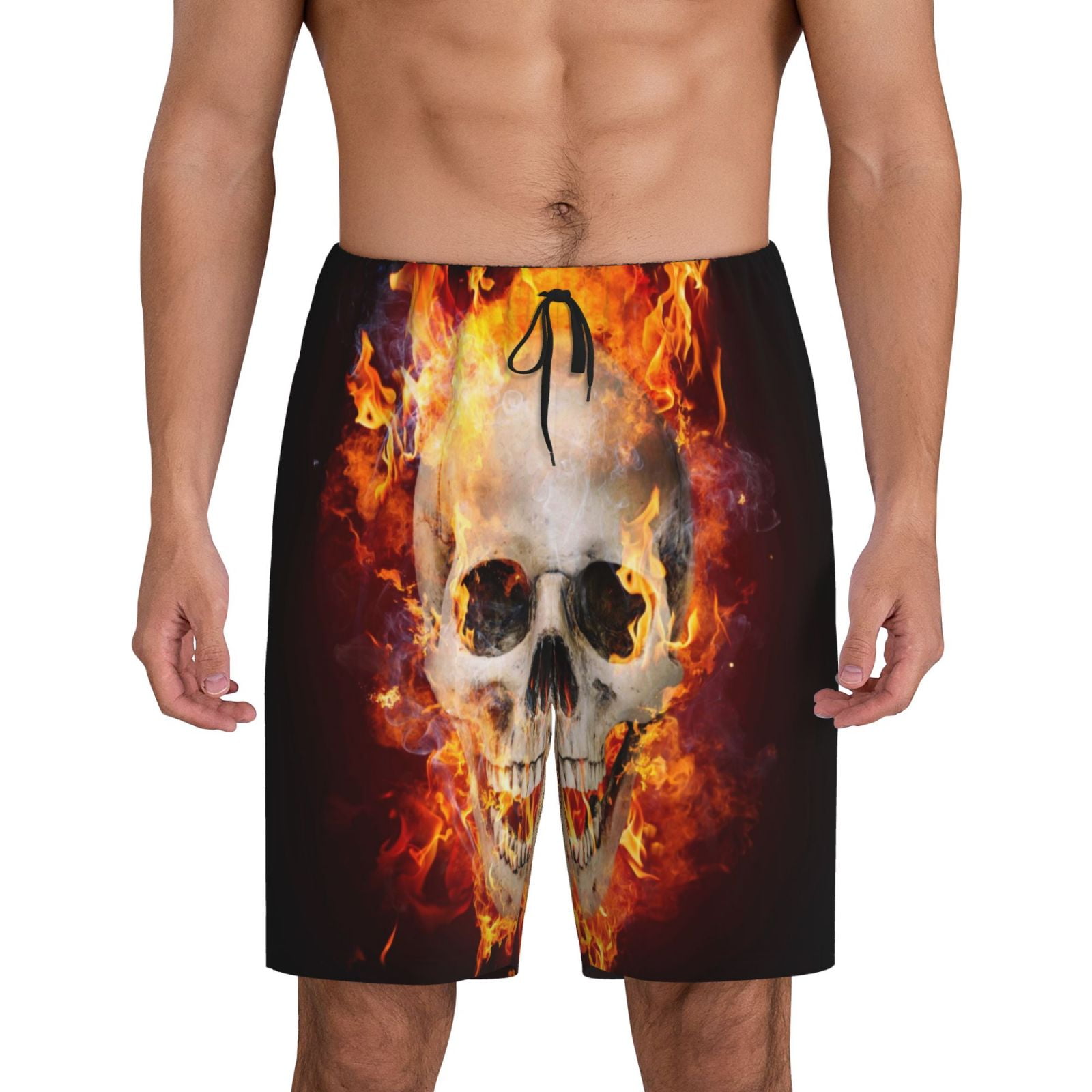 Gaeub Satanic Skull Printed Men's Short Pajama Pants, Lightweight ...