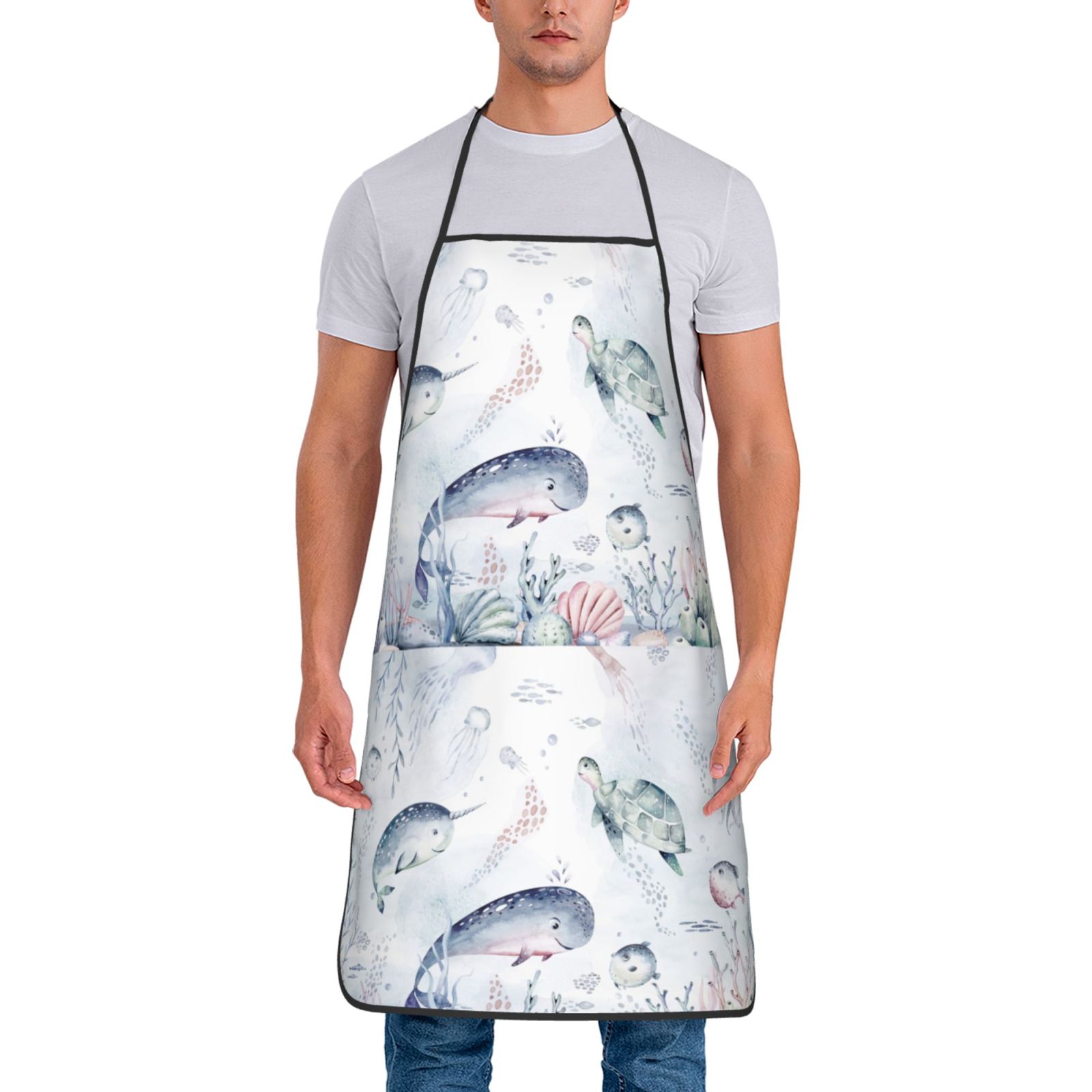 Gaeub Sea Animals Print Apron for Men and Women,Waterproof Apron for ...