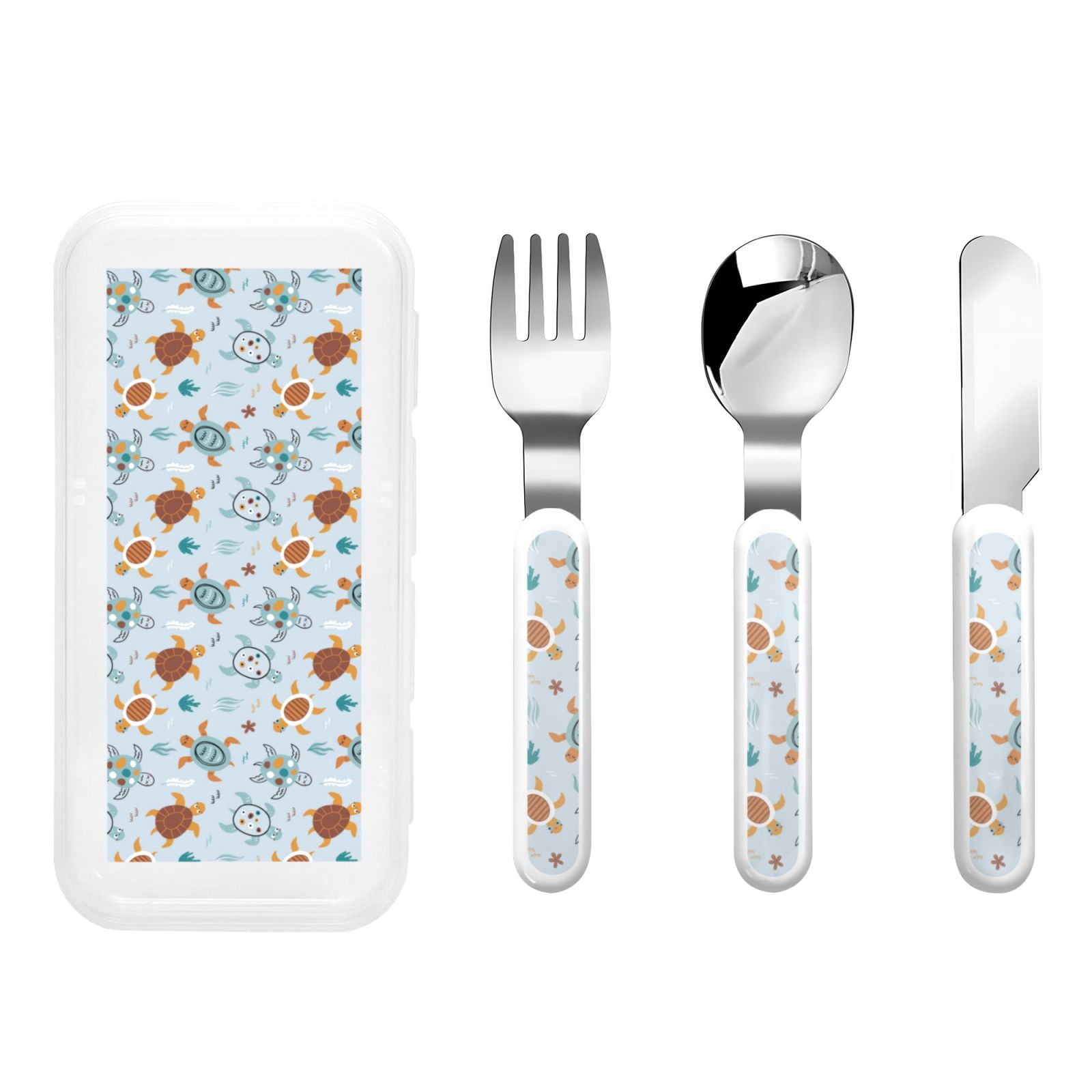 Gaeub Sea Turtle Print 3-Piece Children Knife Spoon Fork Set,Stainless ...