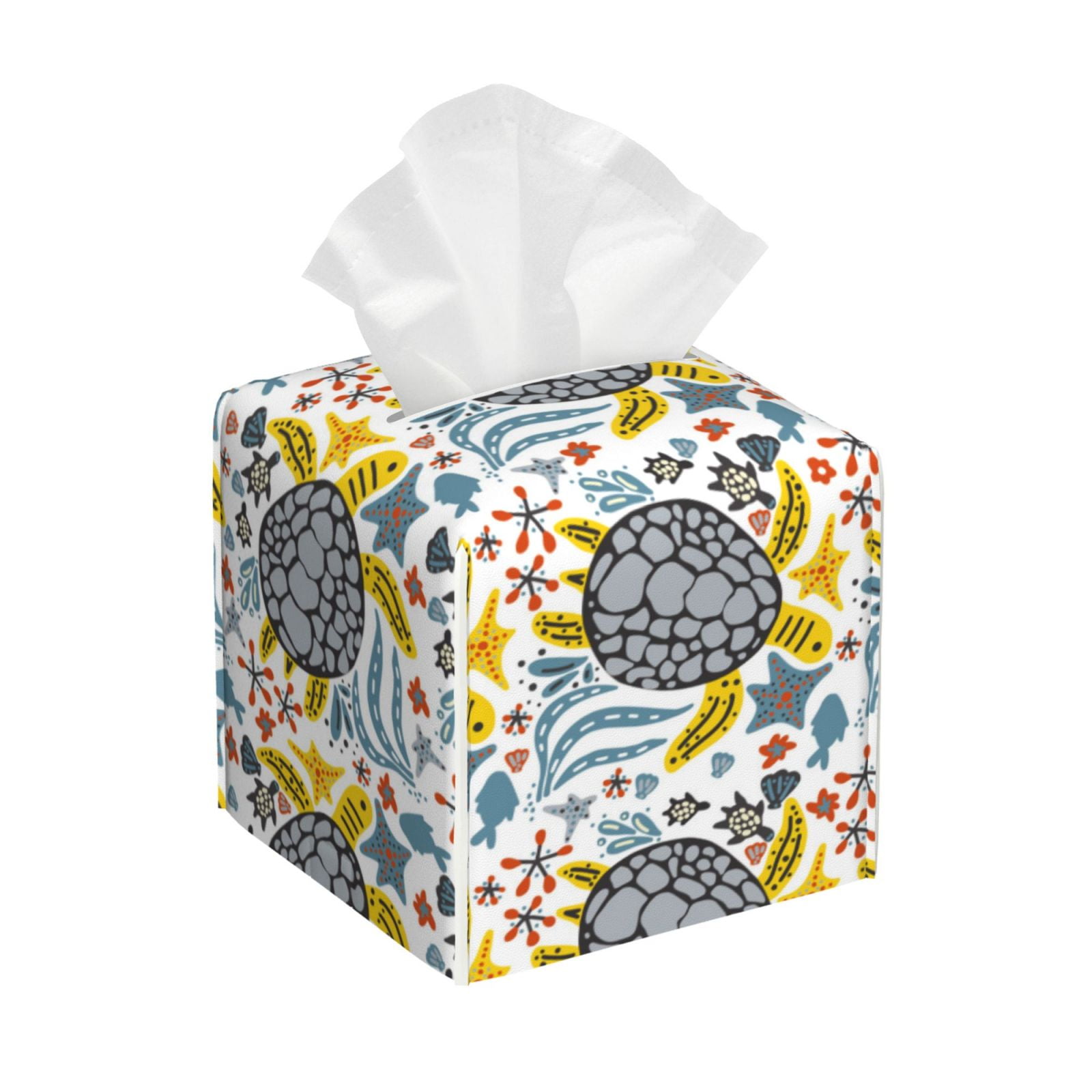 Gaeub Sea Turtle Print Leather Tissue Box Cover Square,Tissue Holder ...