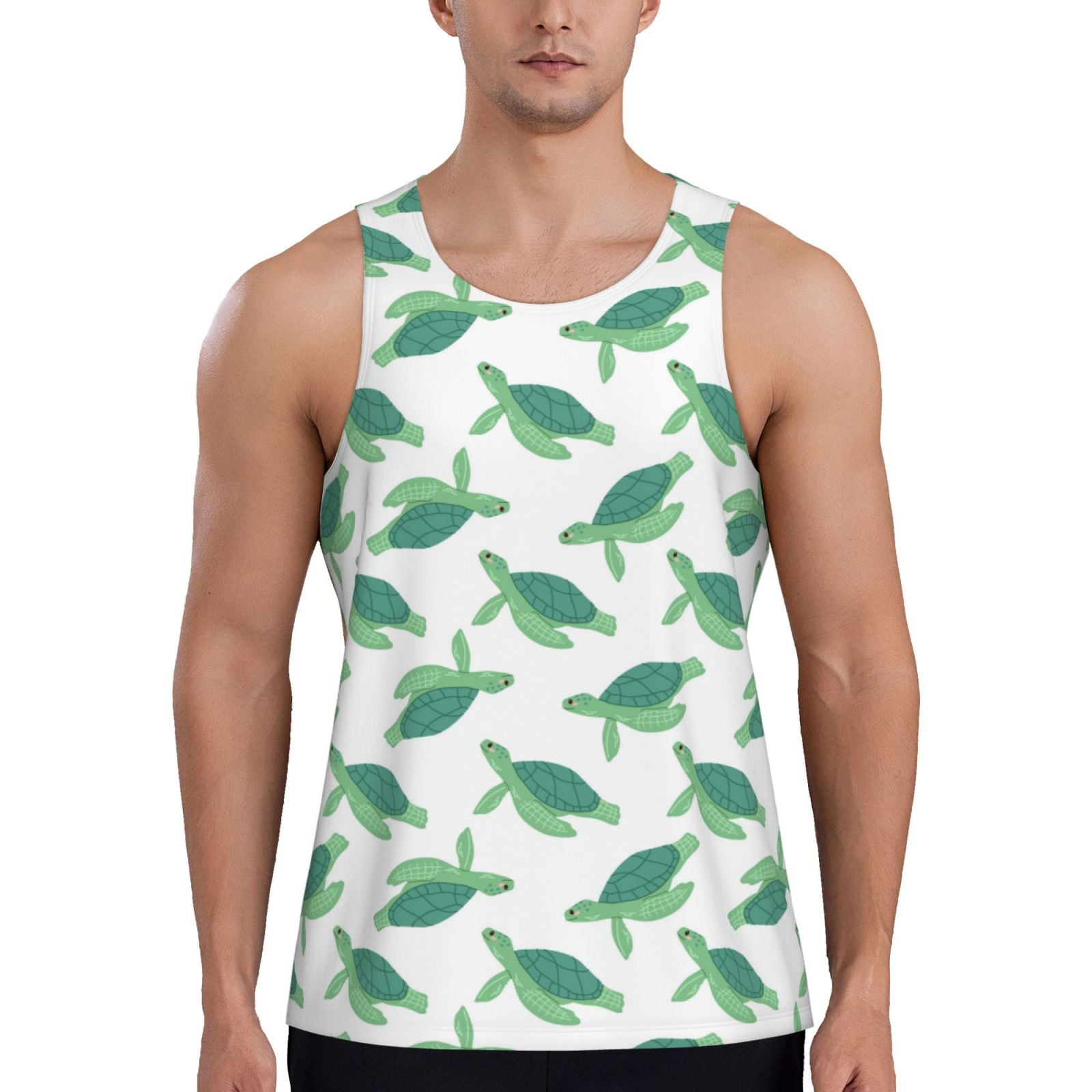 Gaeub Sea Turtle Print Men's Workout Tank Top , Casual Soft Sleeveless ...