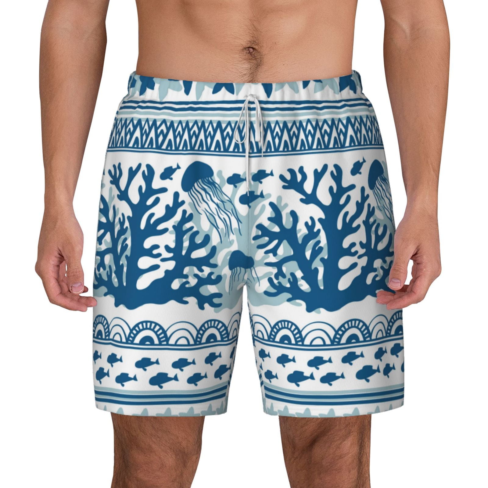 Gaeub Sea Underwater Jellyfish Mens Swim Trunks Stretch Beach Shorts ...