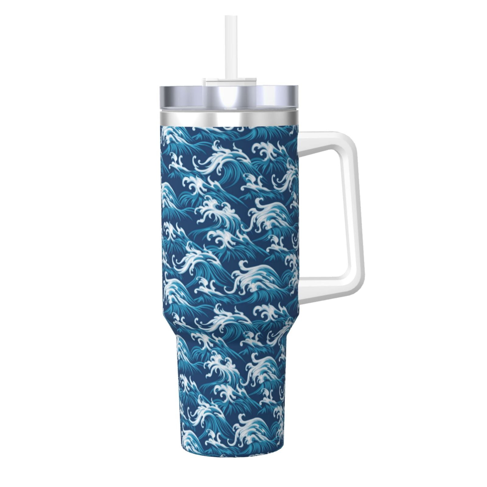 Gaeub Sea Water Wave Print Stainless Steel Hot/Cold Coffee Cup,40oz Ice ...