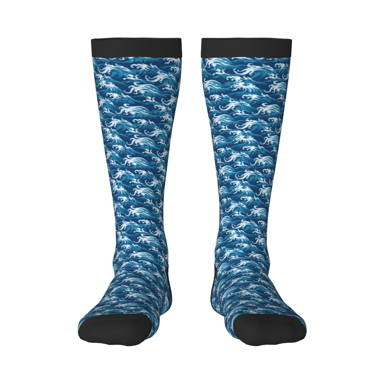 Gaeub Sea Water Wave Printed Design Socks Stretchy High Tube Socks for ...