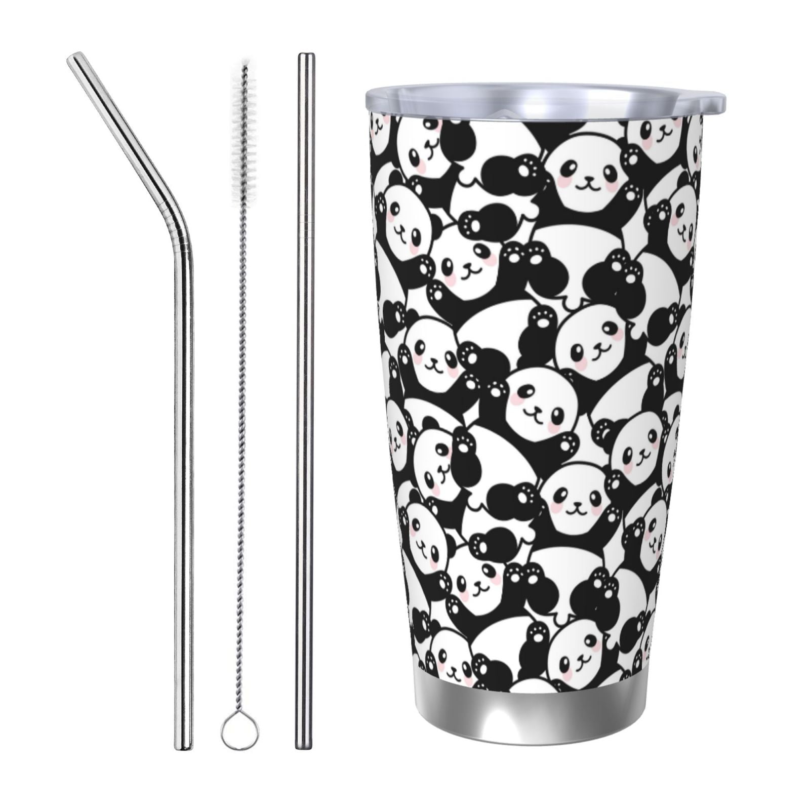 Gaeub Seamless Pattern Cute Panda Print 20-Ounce Stainless Steel Car ...