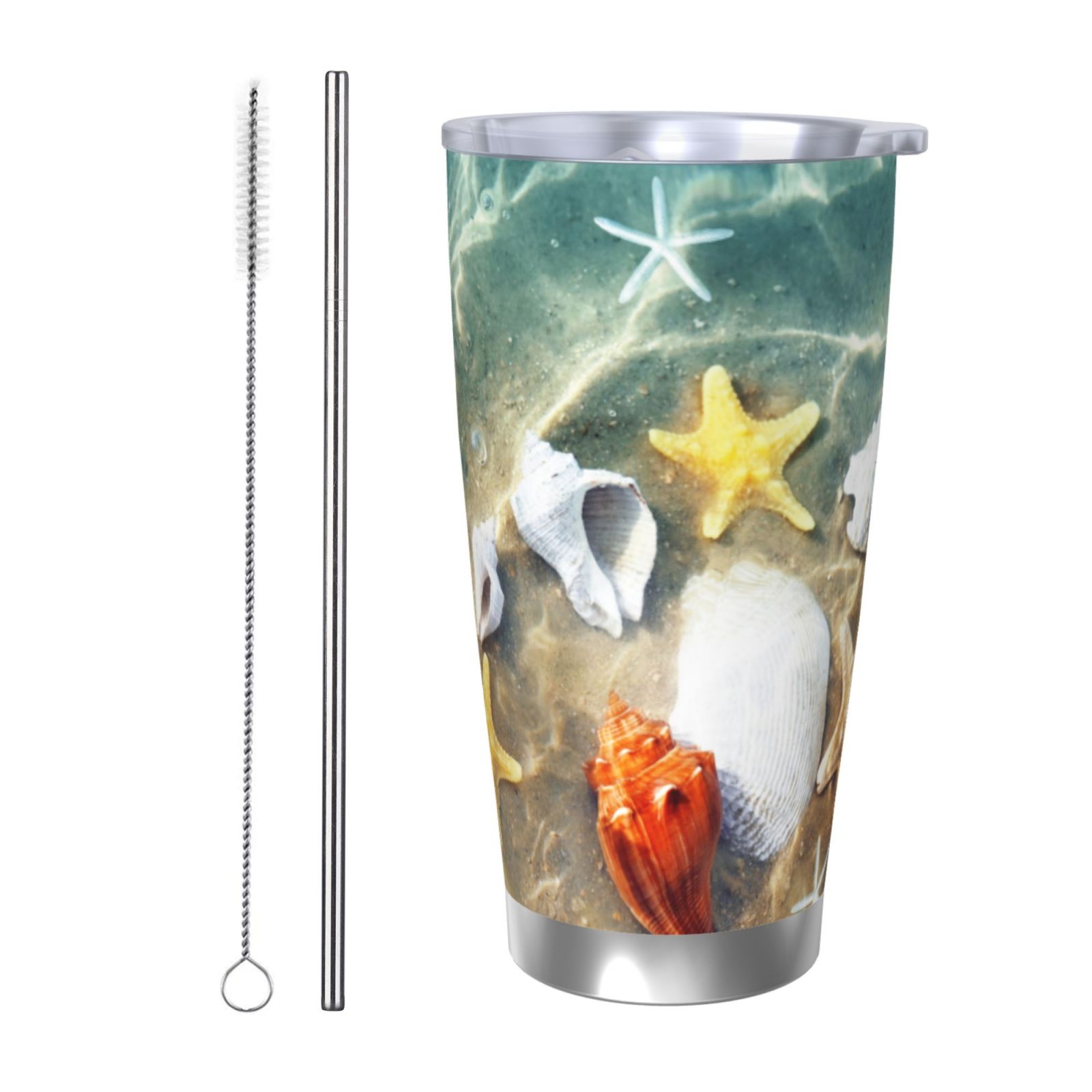 Gaeub Seashell On The Beach Print 20-Ounce Stainless Steel Car Cup ...