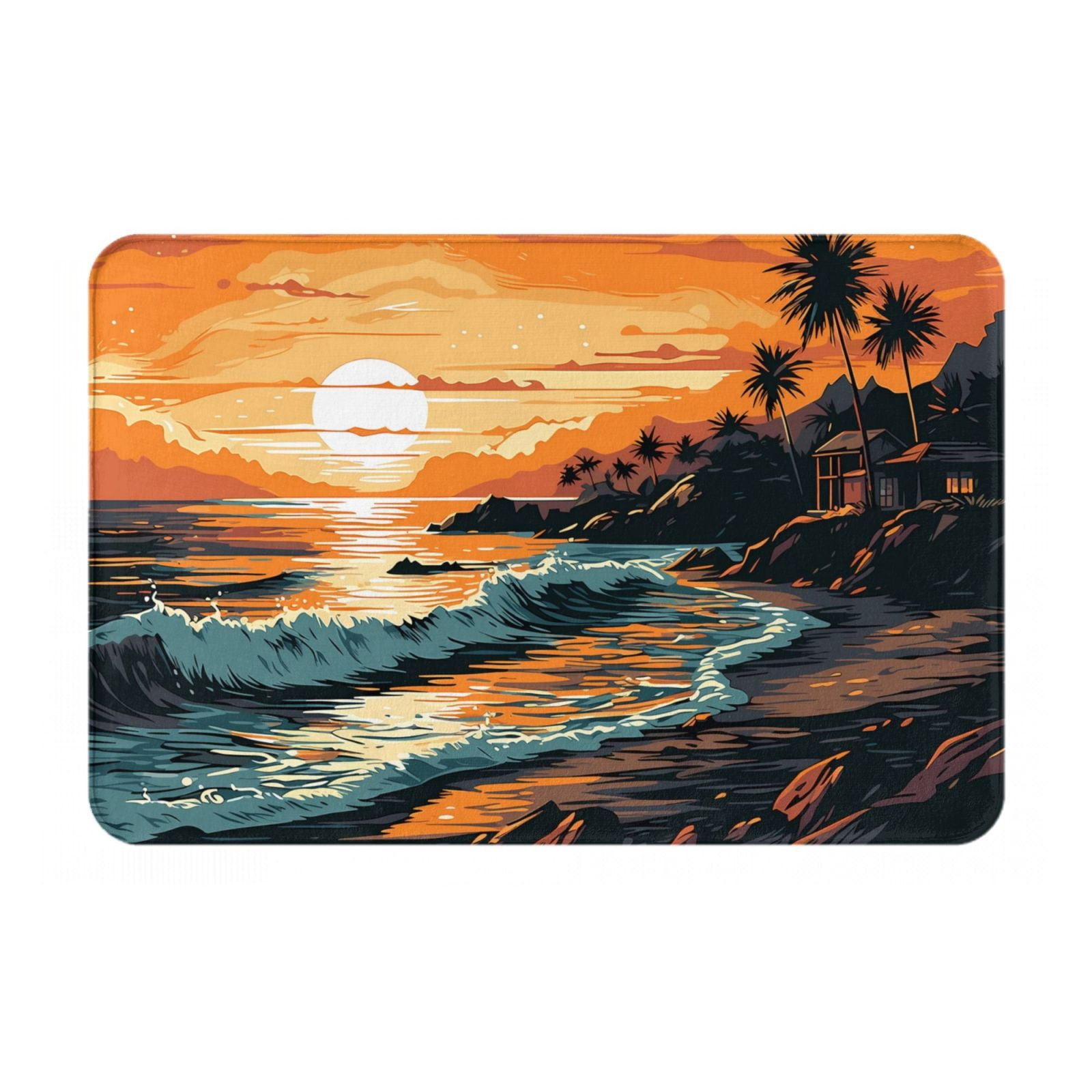 Gaeub Serene Ocean Sunset Print Door Mat with Heavy Duty Backing ...