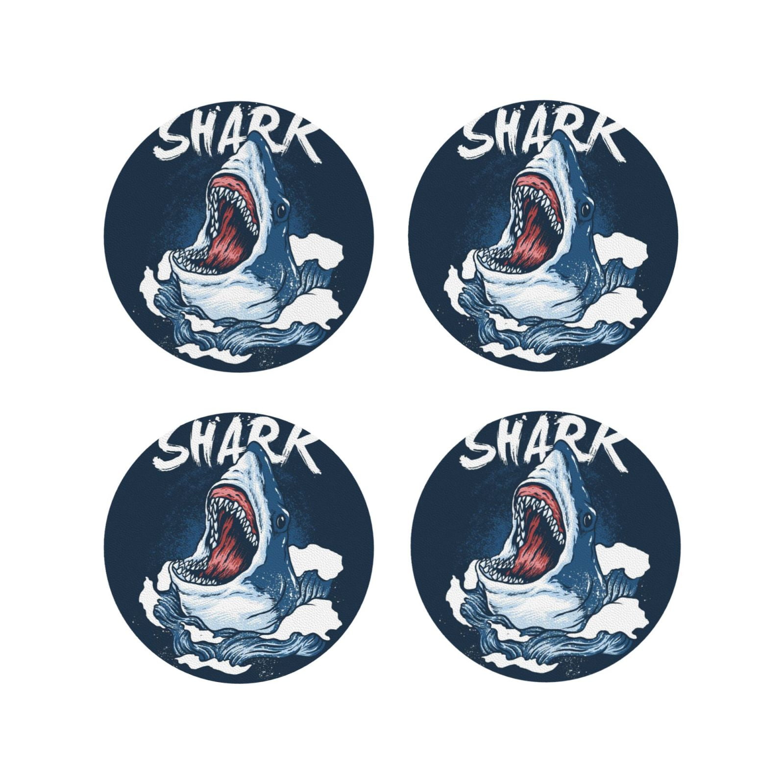 Gaeub Shark Print 4 Pcs Leather Coasters for Drinks ,Drink Coasters ...
