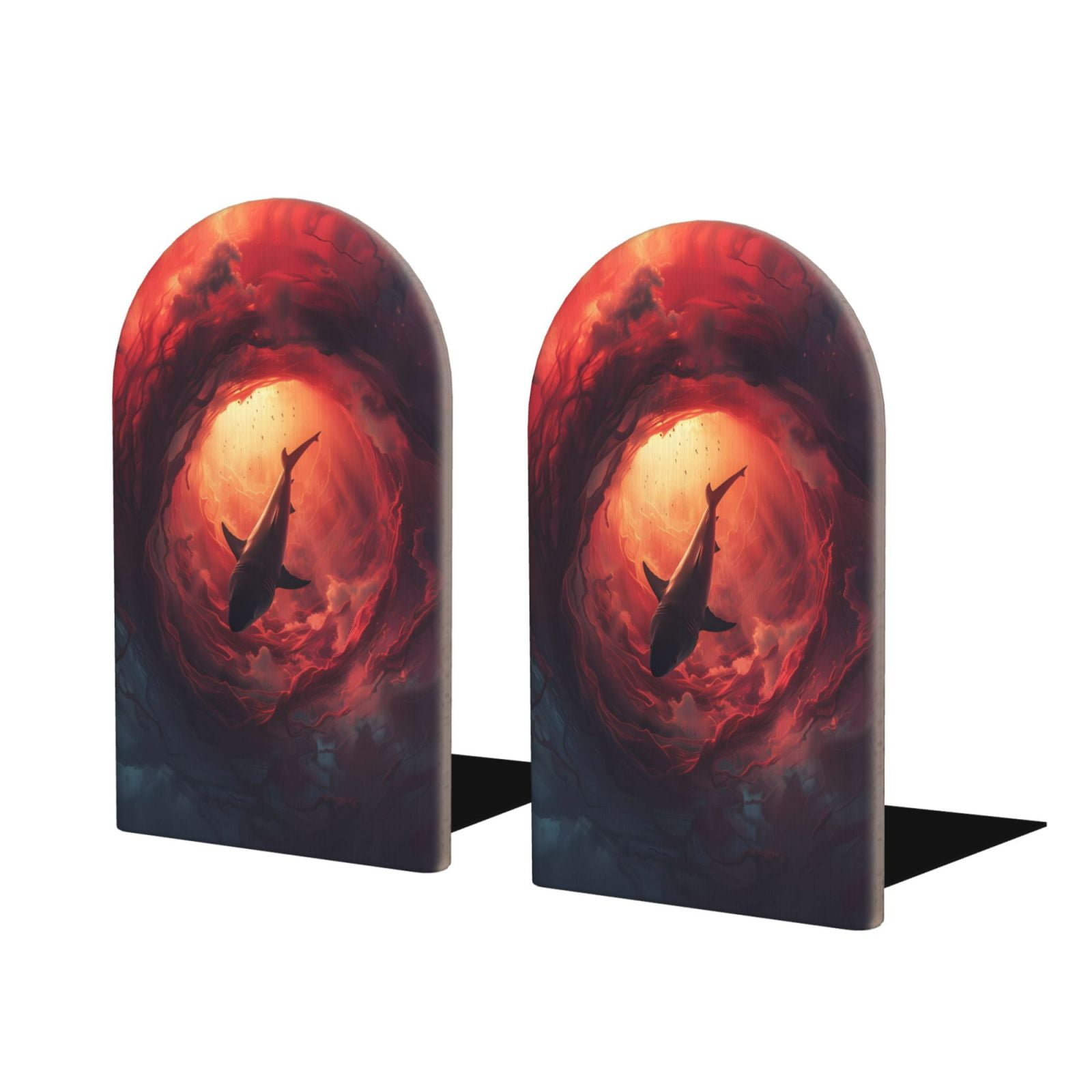 Gaeub Shark Underwater Vortex Wood Bookends, Non-Slip Bookends, Heavy ...
