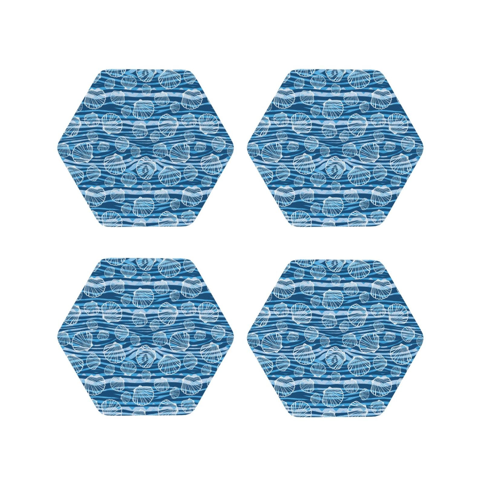 Gaeub Shell Print 4 Pcs Leather Coasters for Drinks ,Drink Coasters ...