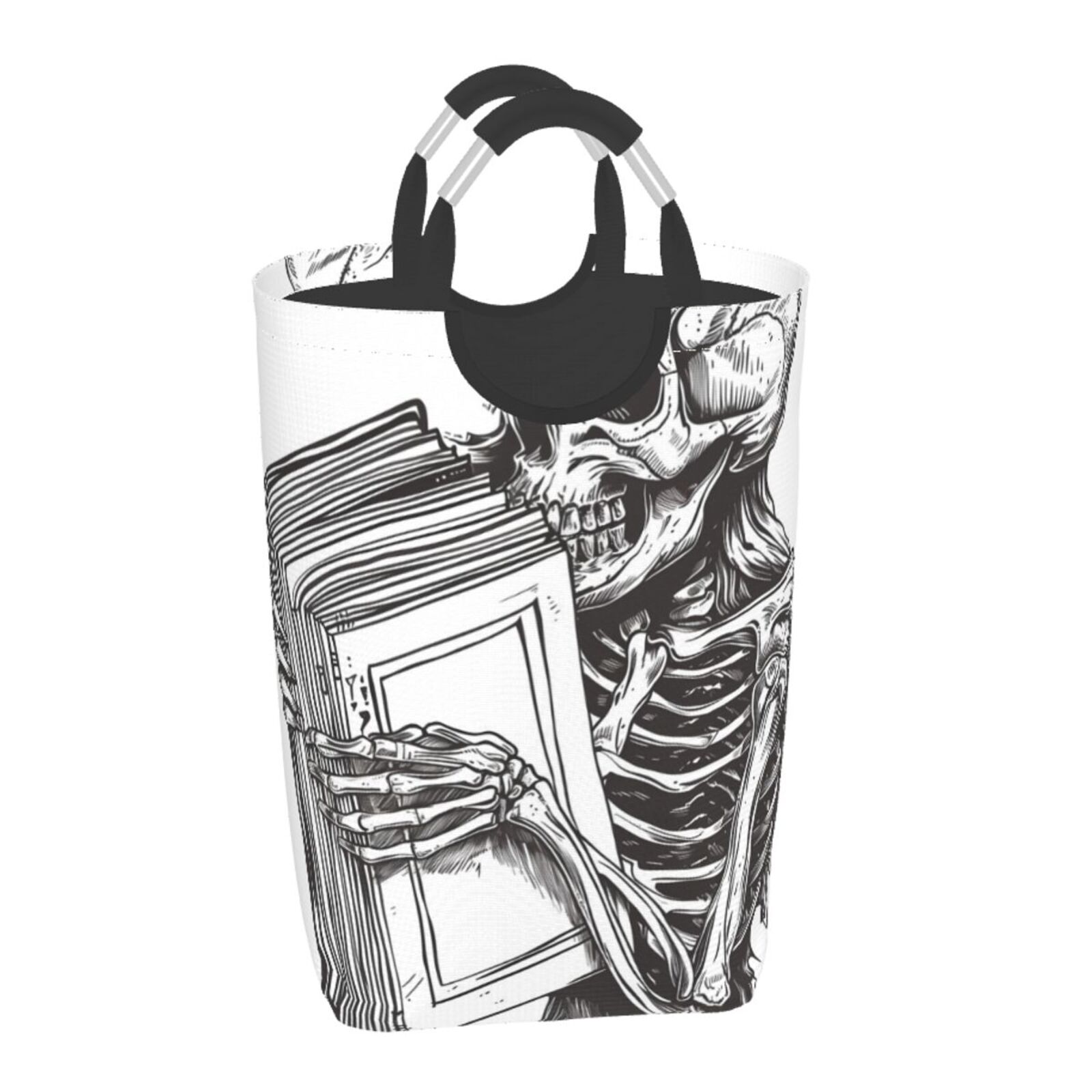 Gaeub Skeleton Book Lover Print 50L Large Laundry Hampers with Handles ...