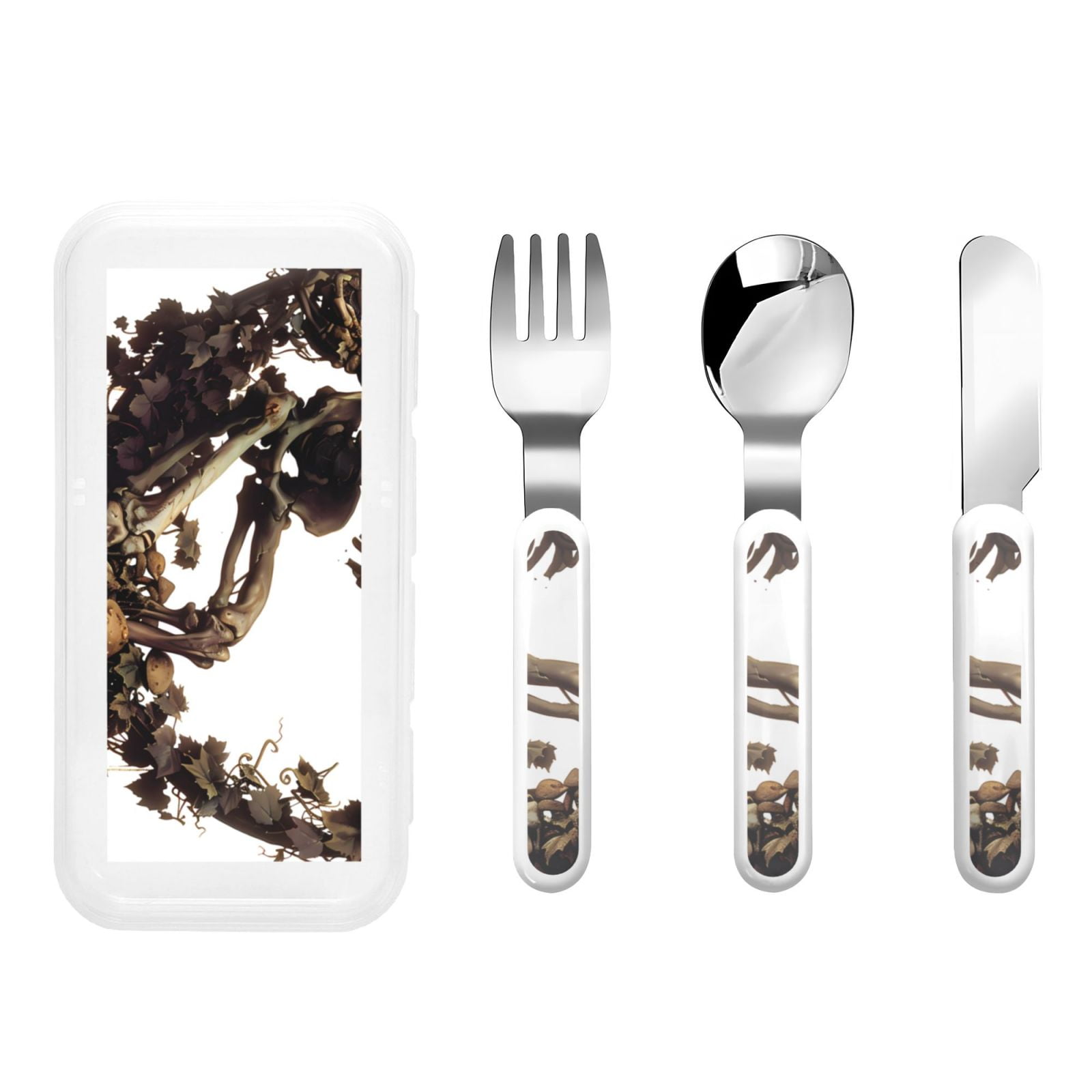 Gaeub Skeleton Dance with Mushrooms Print 3-Piece Children Knife Spoon ...