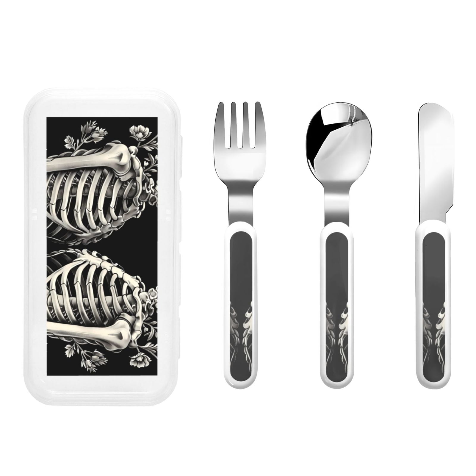 Gaeub Skeletons Love Flowers Print 3-Piece Children Knife Spoon Fork ...