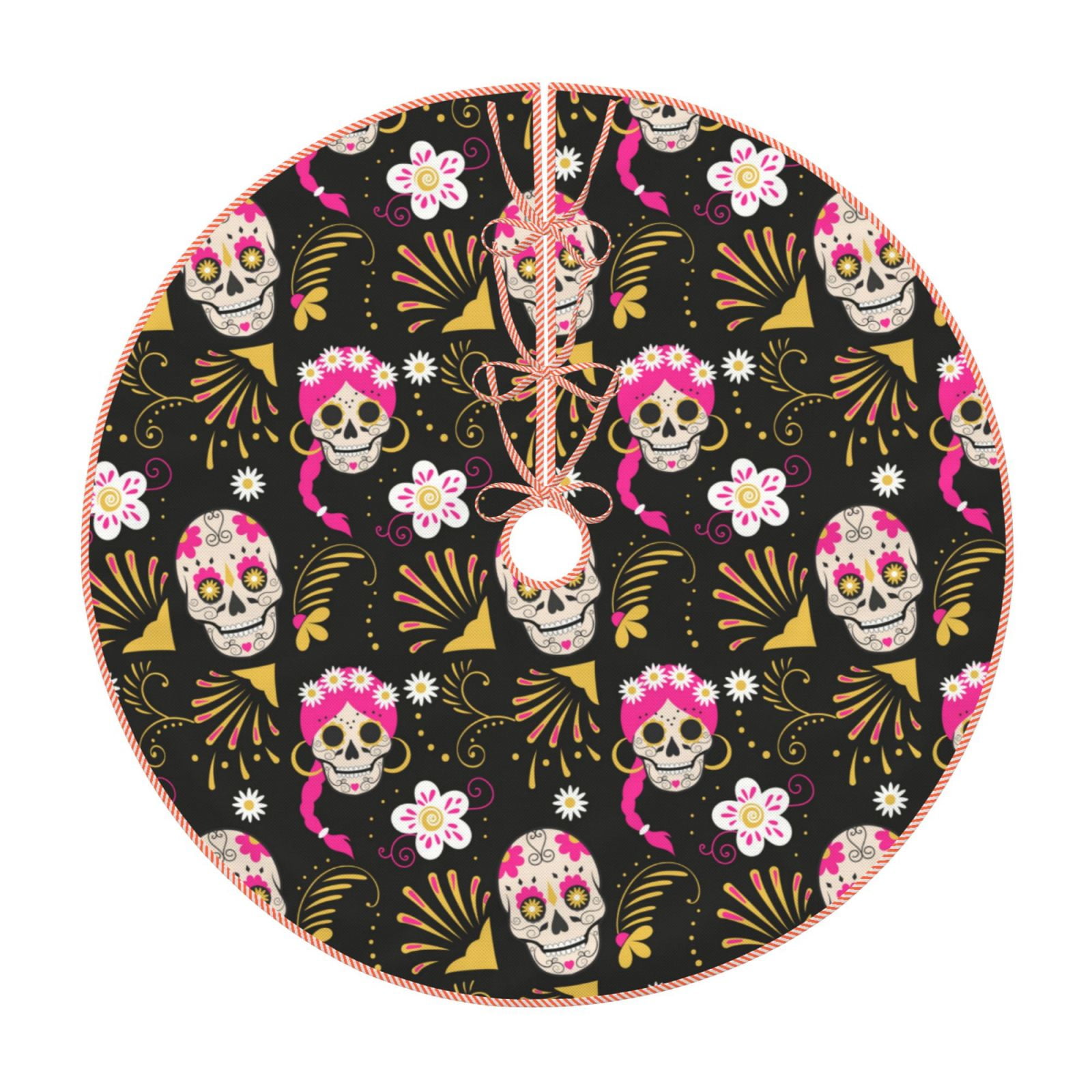 Gaeub Skull Daisy Print Christmas Tree Skirt,Christmas Decorations ...